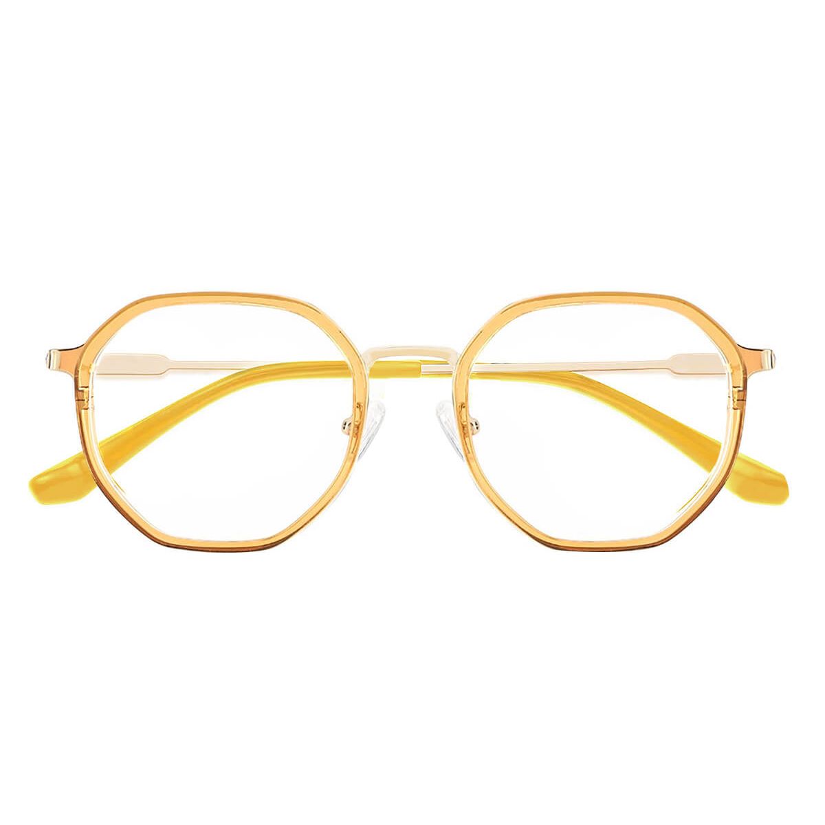 14085 Round Square Geometric Orange Eyeglasses Frames | Leoptique