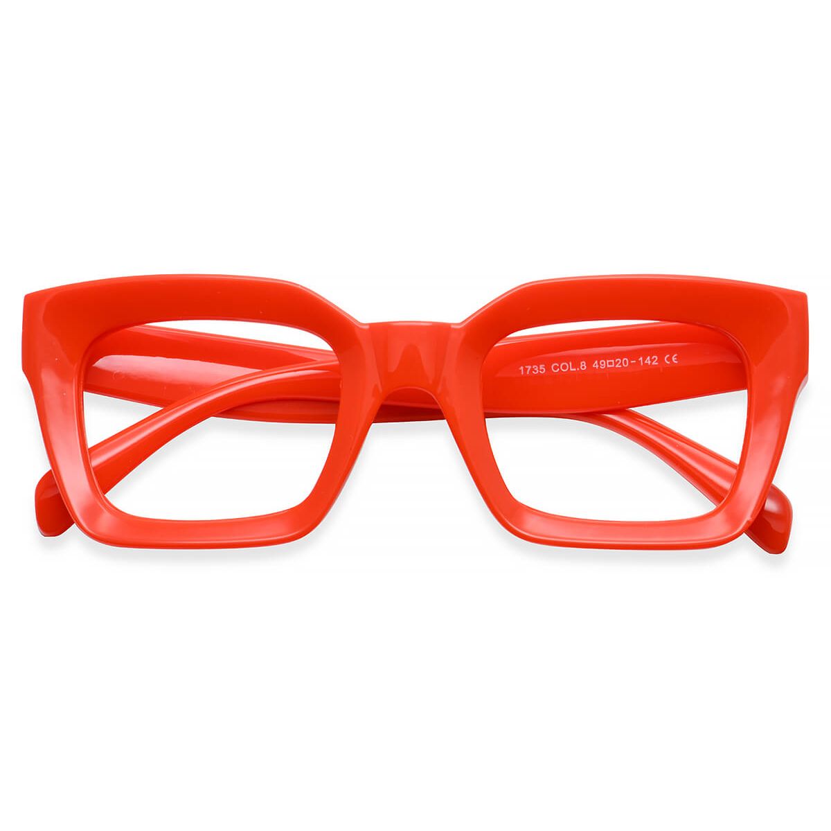 1735 Rectangle Red Eyeglasses Frames | Leoptique