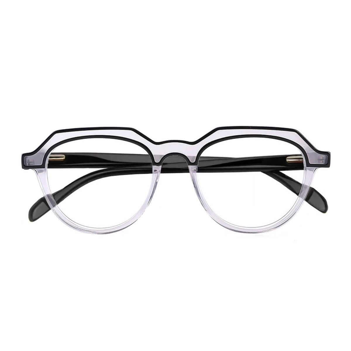 21241 Round Oval Black Eyeglasses Frames | Leoptique