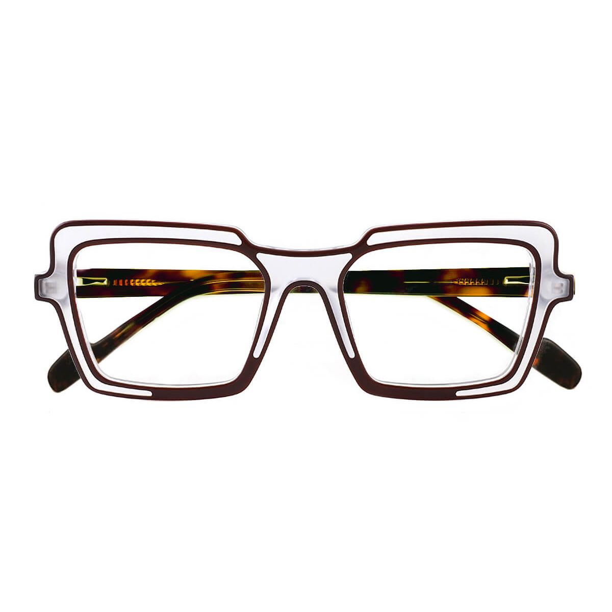 21245 Rectangle Square Brown Eyeglasses Frames | Leoptique