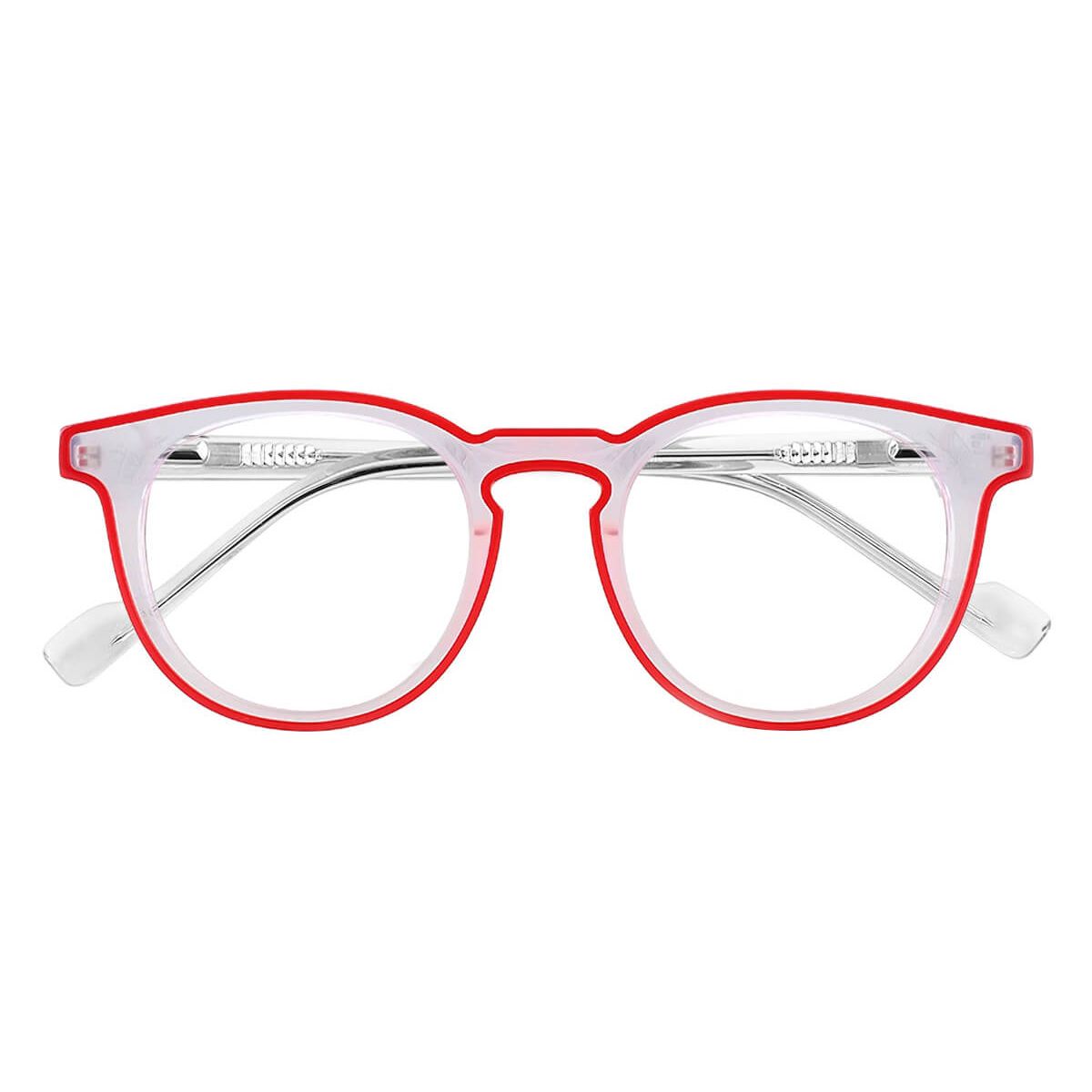 21247 Round Oval Wayfarer Red Eyeglasses Frames | Leoptique