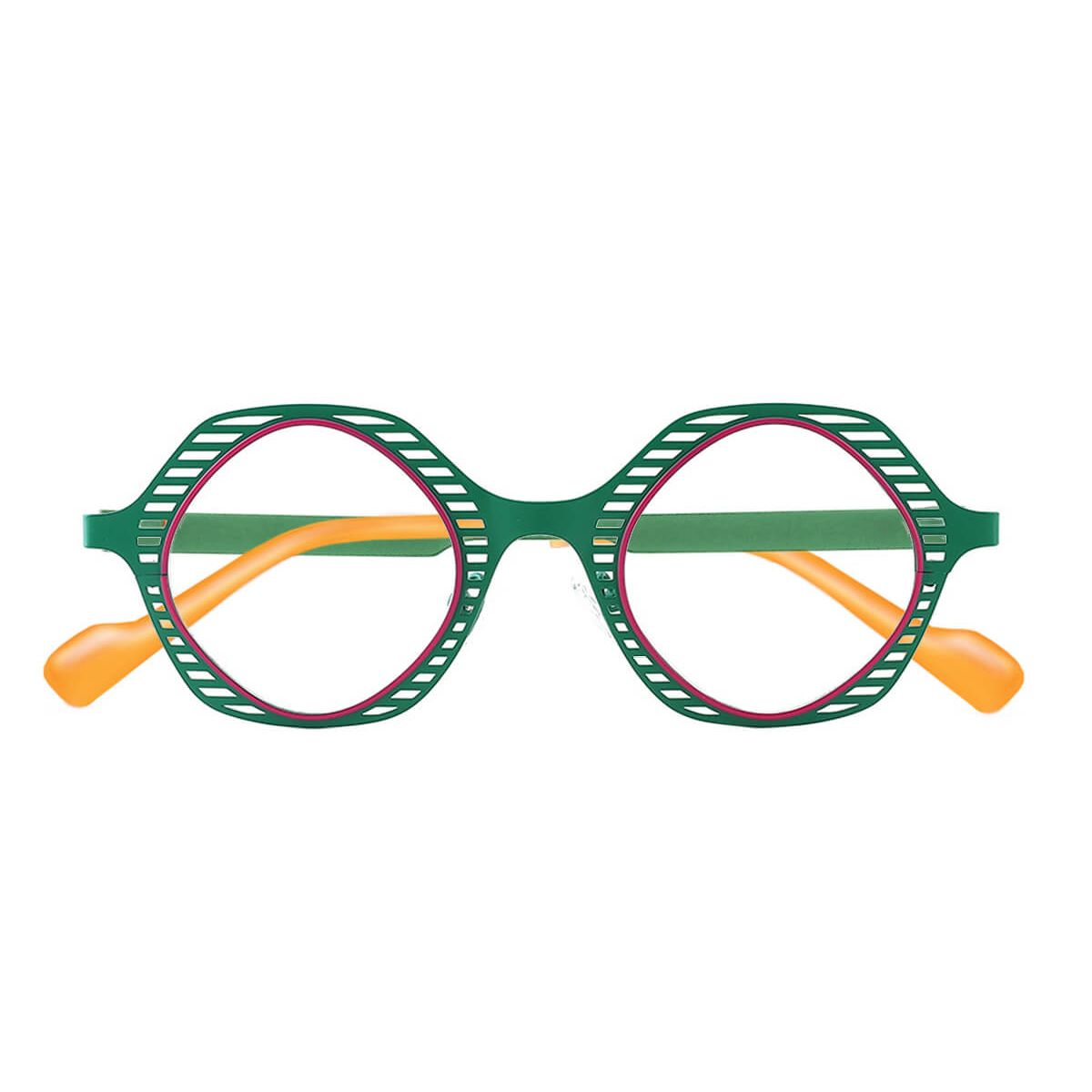 23221 Round Geometric Green Eyeglasses Frames | Leoptique