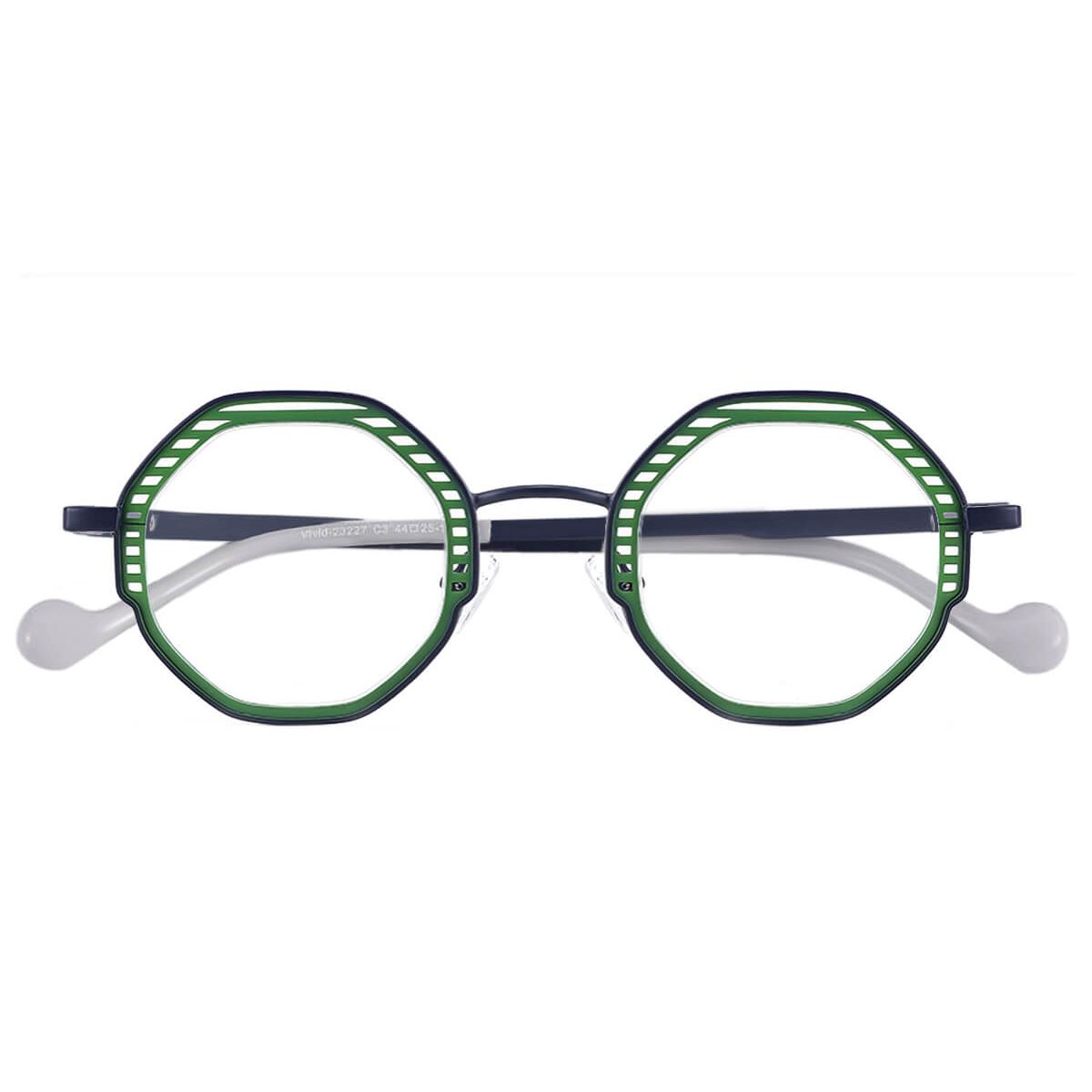 23227 Round Geometric Green Eyeglasses Frames | Leoptique