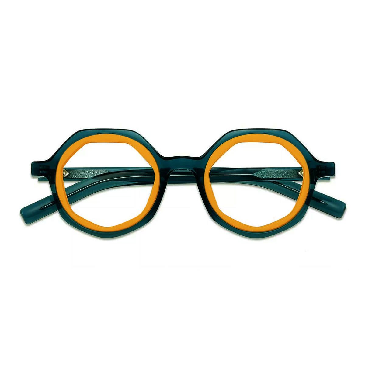 30115 Round Geometric Orange Eyeglasses Frames | Leoptique