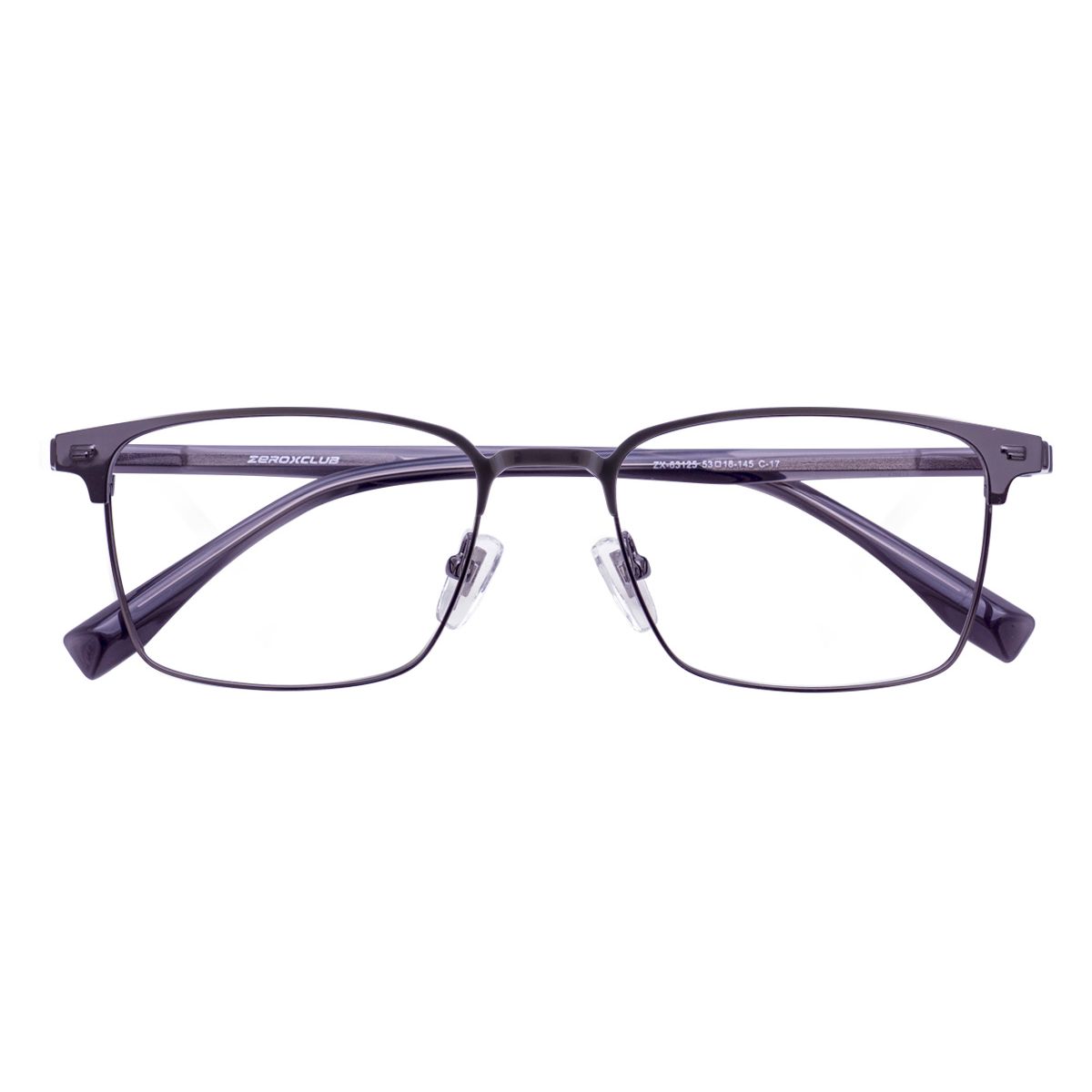 63125 Rectangle Gray Eyeglasses Frames | Leoptique