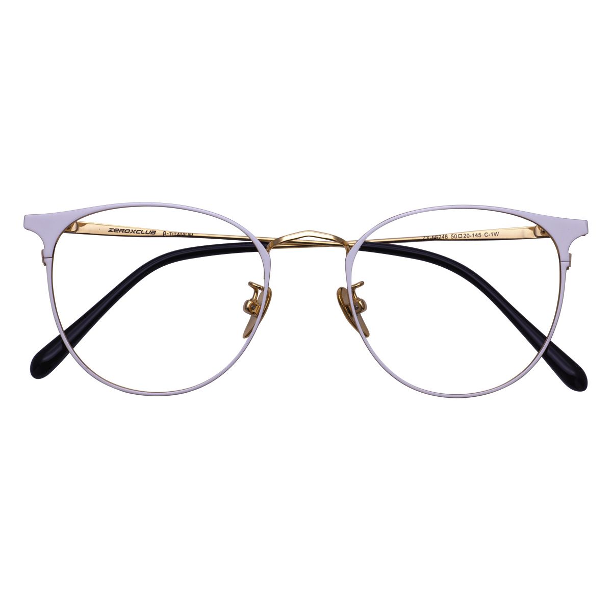 66246 Round White Eyeglasses Frames | Leoptique