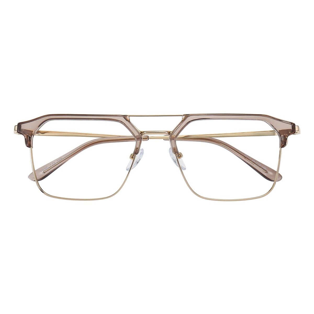 22093 Rectangle Aviator Geometric Brown Eyeglasses Frames | Leoptique