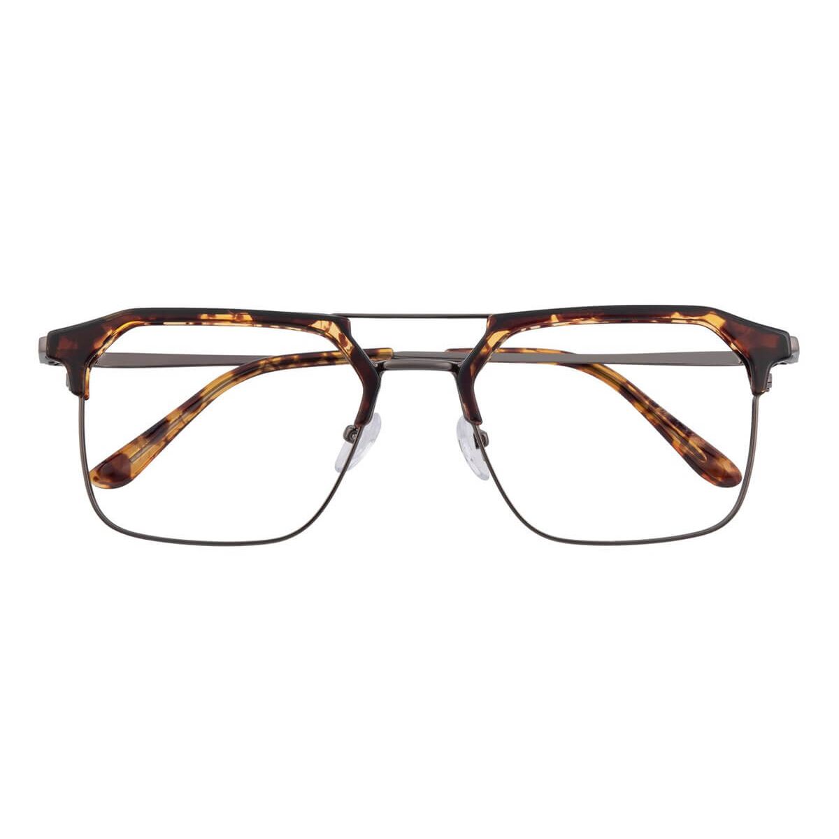 22093 Rectangle Aviator Geometric Tortoise Eyeglasses Frames | Leoptique
