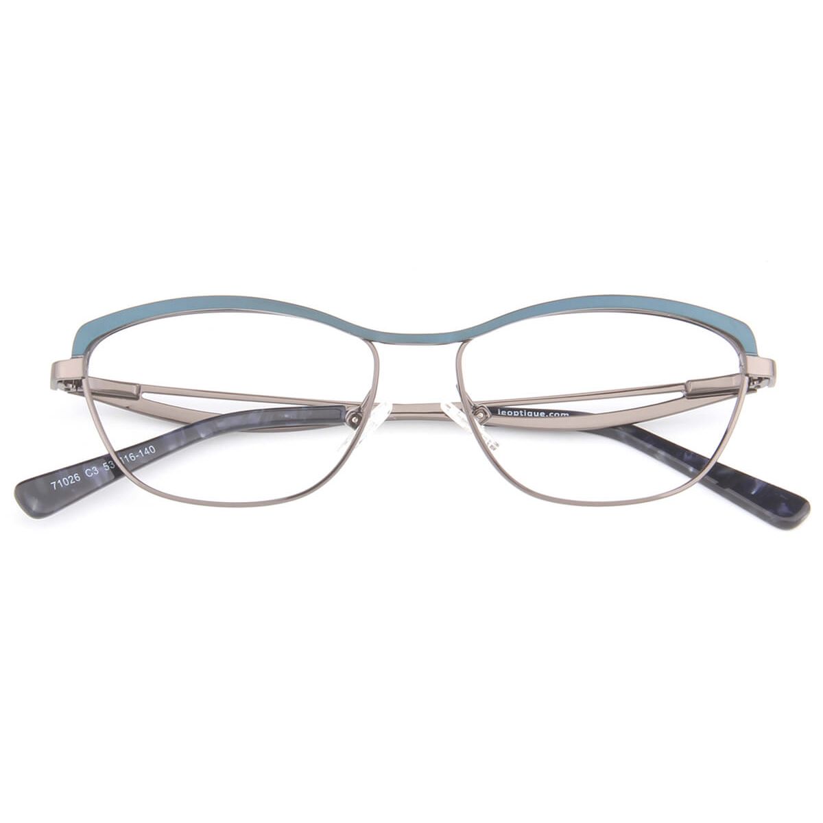 71026 Oval Browline Blue Eyeglasses Frames | Leoptique