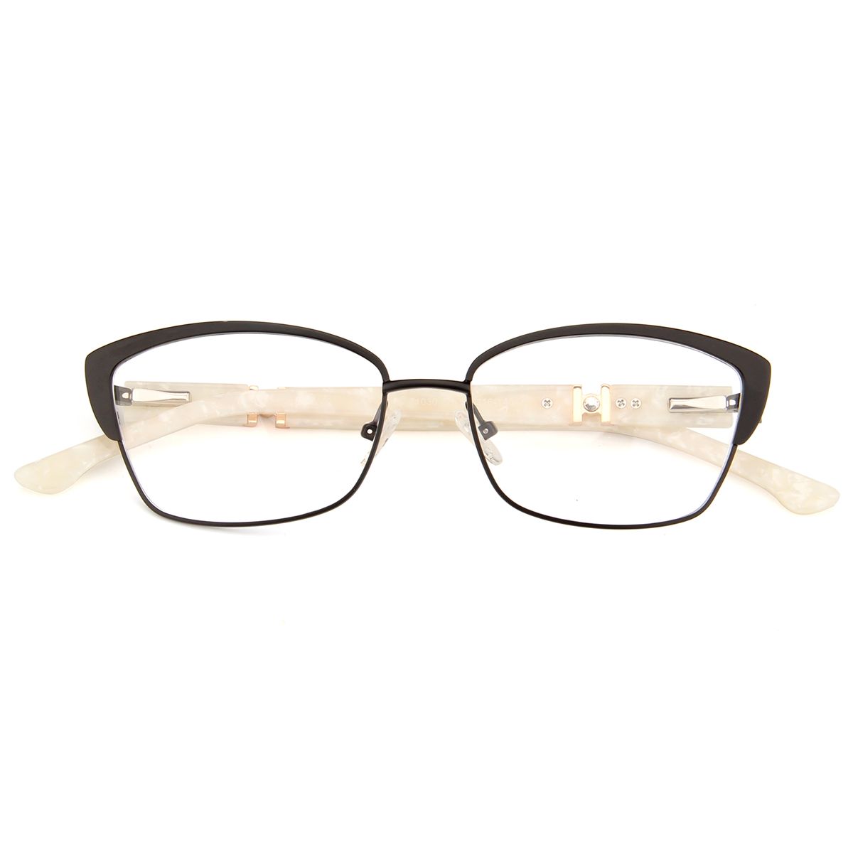 71030 Rectangle Browline Black Eyeglasses Frames | Leoptique
