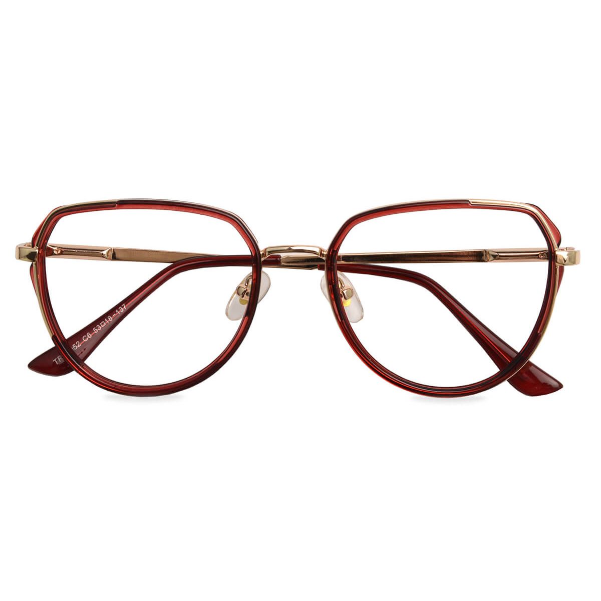 87052 Oval Red Eyeglasses Frames | Leoptique