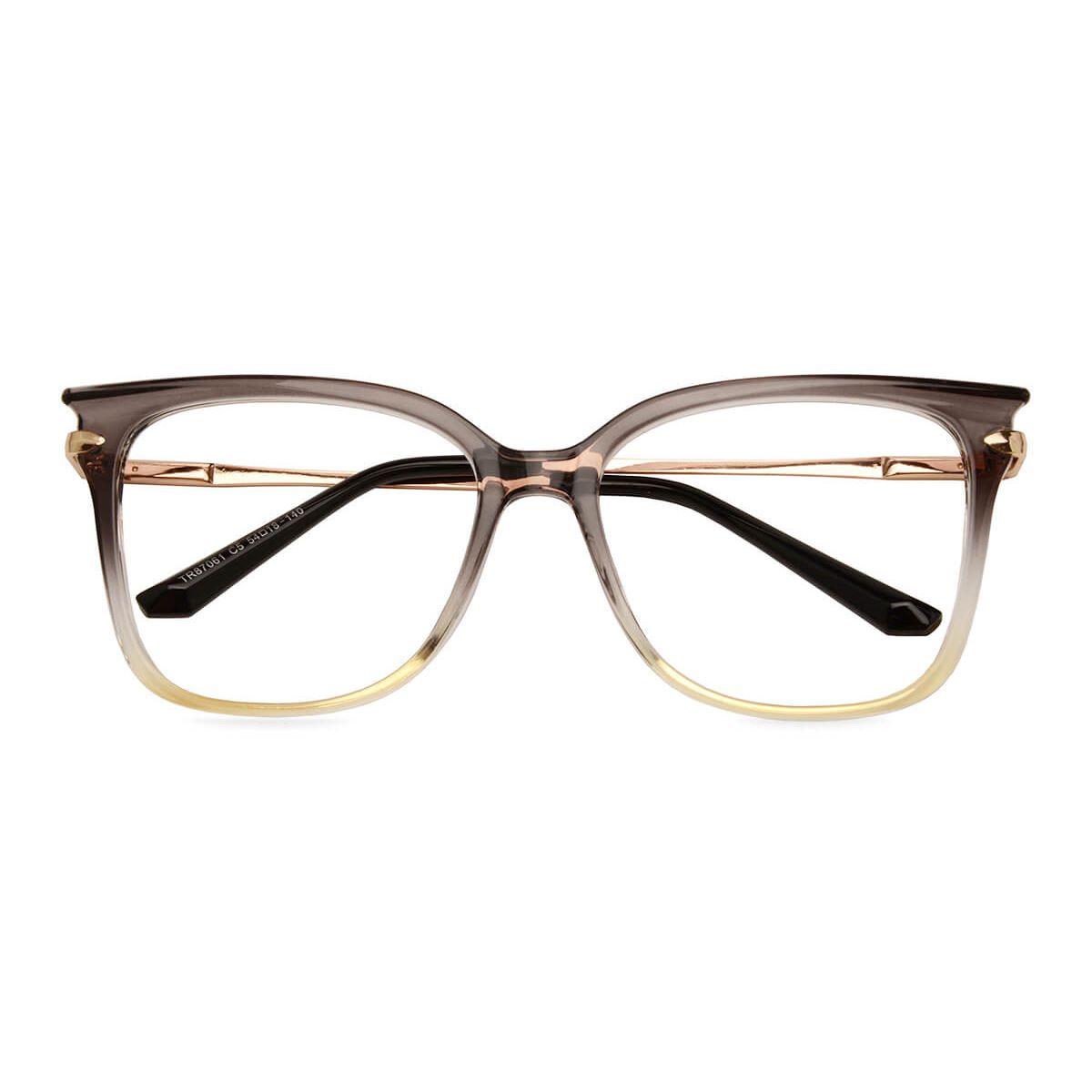 87061 Rectangle Brown Eyeglasses Frames | Leoptique