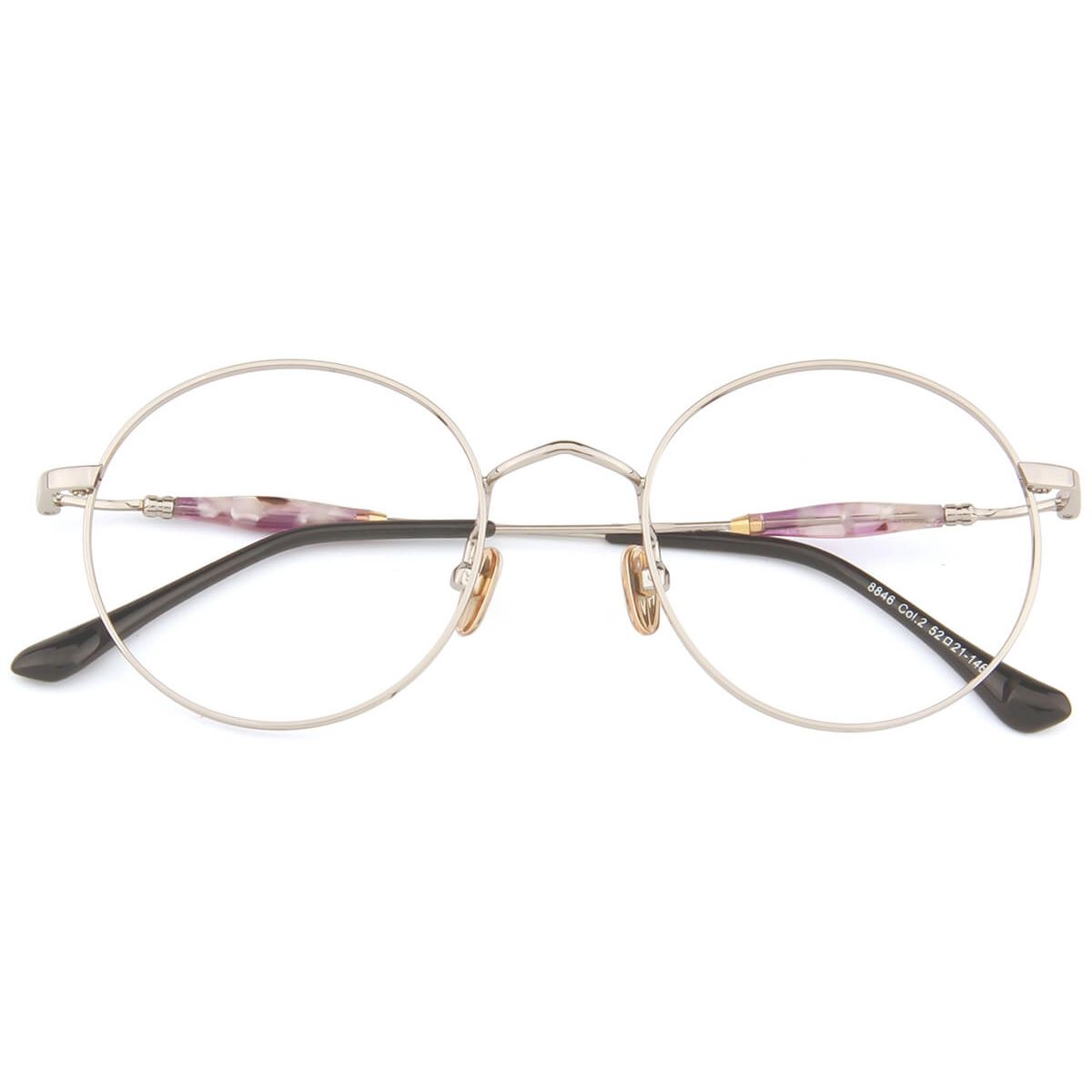 8846 Round Silver Eyeglasses Frames | Leoptique