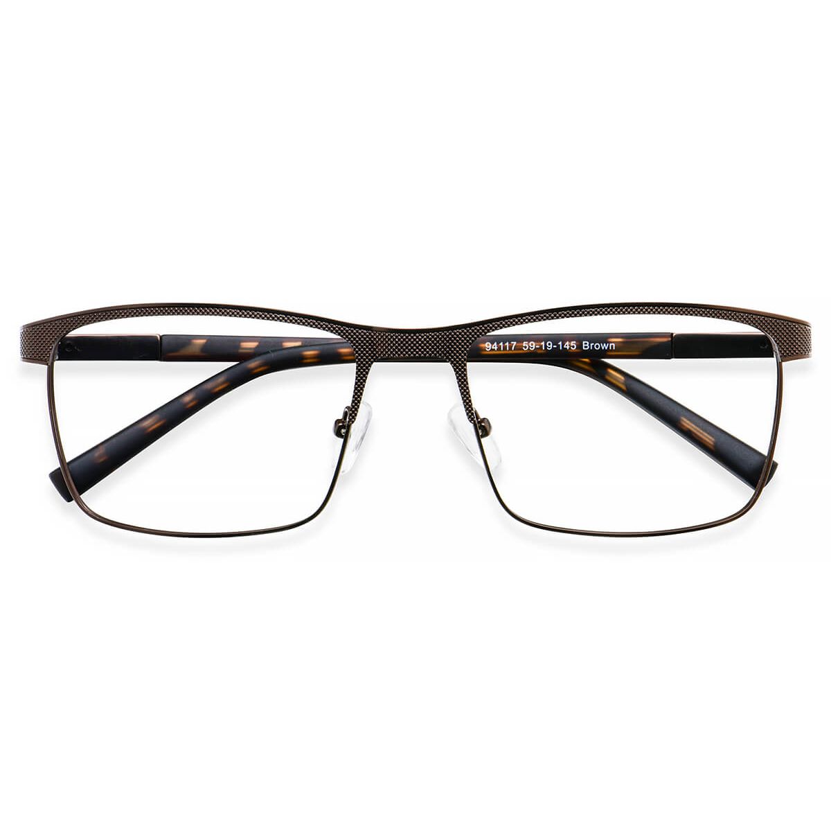 94117 Rectangle Browline Brown Eyeglasses Frames | Leoptique