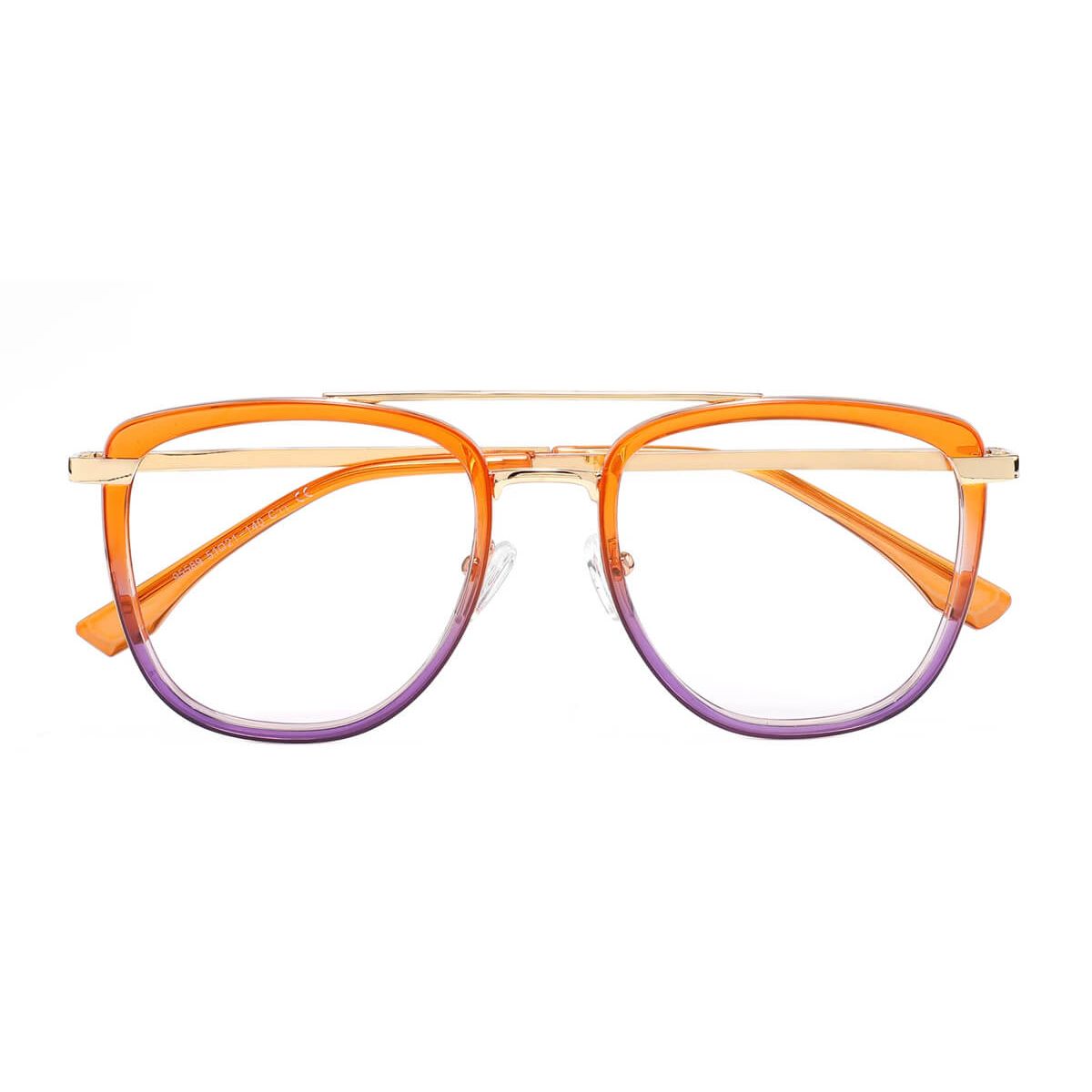 95589 Oval Aviator Orange Eyeglasses Frames | Leoptique