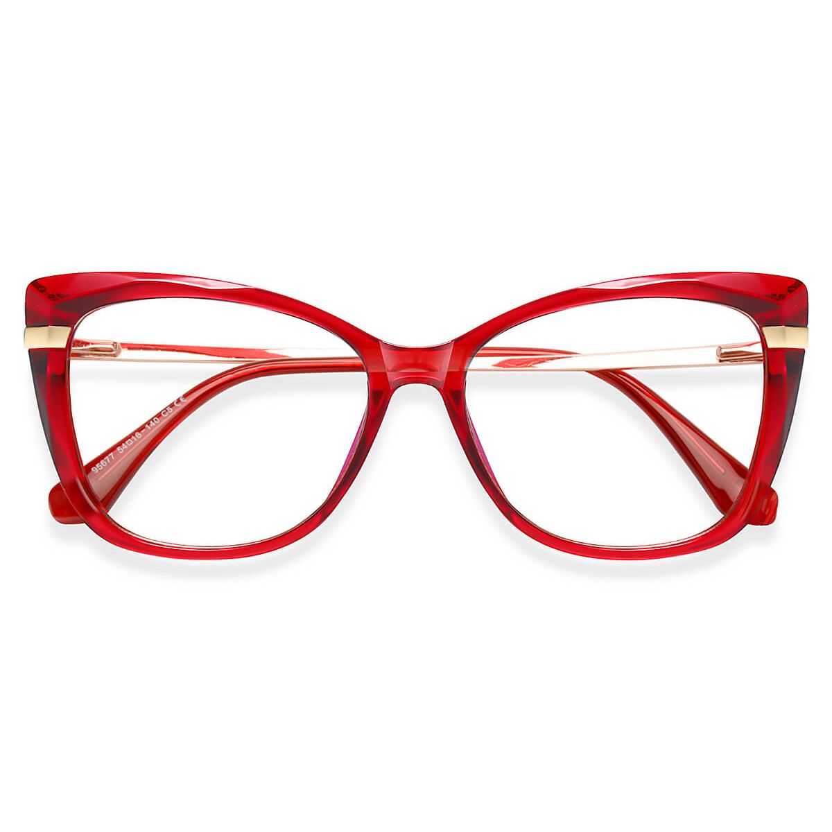 95677 Rectangle Red Eyeglasses Frames | Leoptique