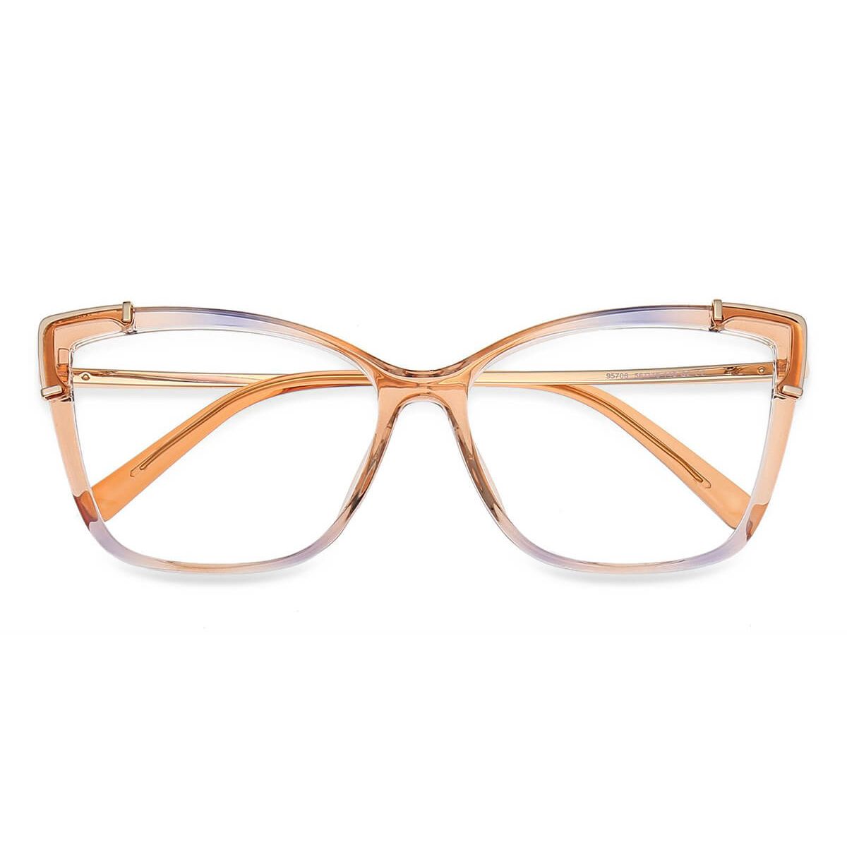95708 Rectangle Cat-eye Butterfly Brown Eyeglasses Frames | Leoptique