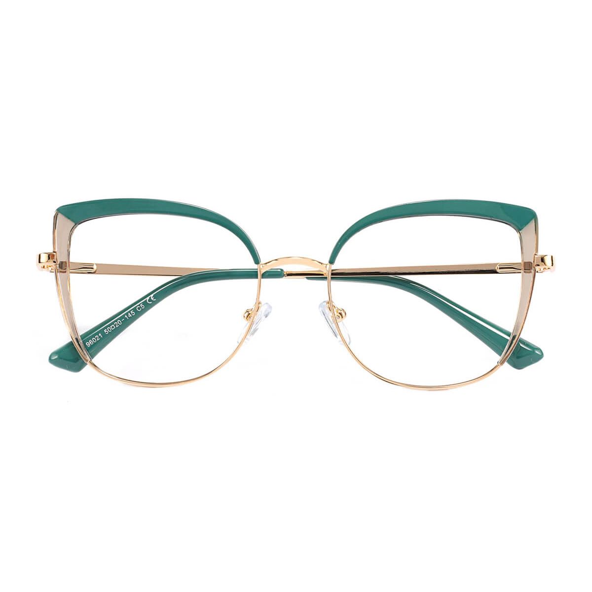 96021 Rectangle Square Green Eyeglasses Frames | Leoptique