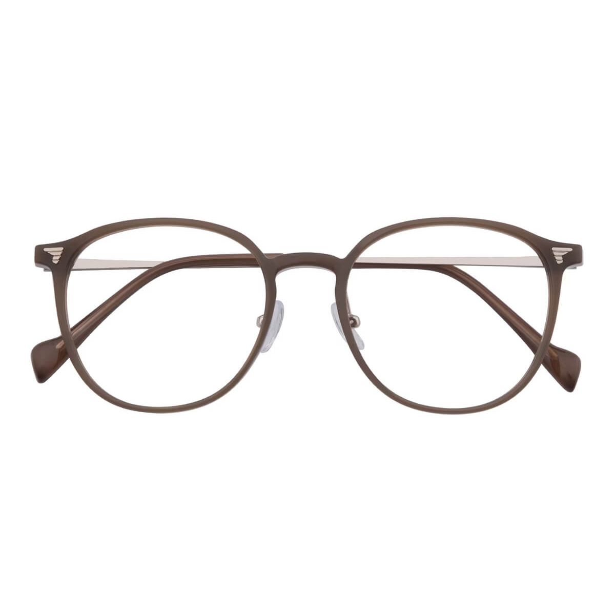 A01247 Round Oval Brown Eyeglasses Frames | Leoptique
