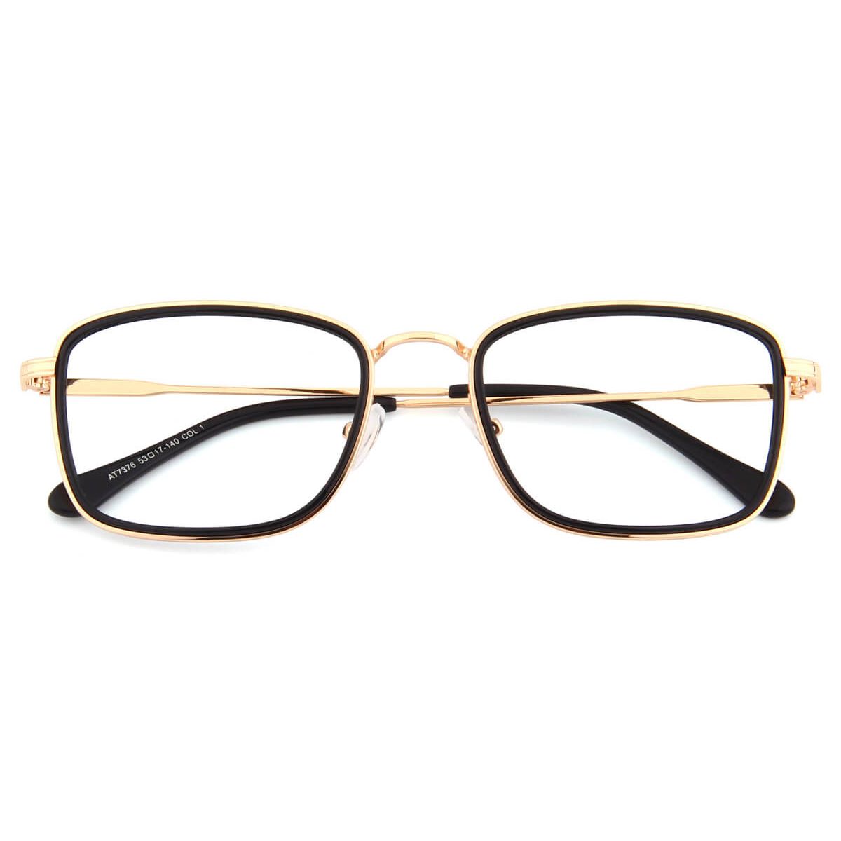 AT7376 Rectangle Black Eyeglasses Frames | Leoptique