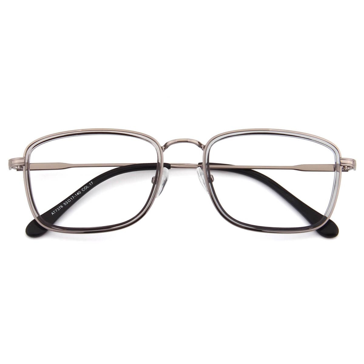 AT7376 Rectangle Gray Eyeglasses Frames | Leoptique
