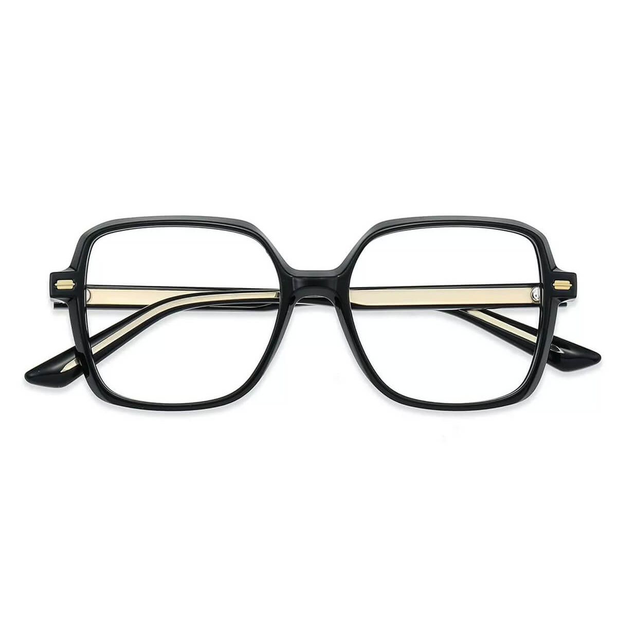 BC907 Rectangle Square Black Eyeglasses Frames | Leoptique