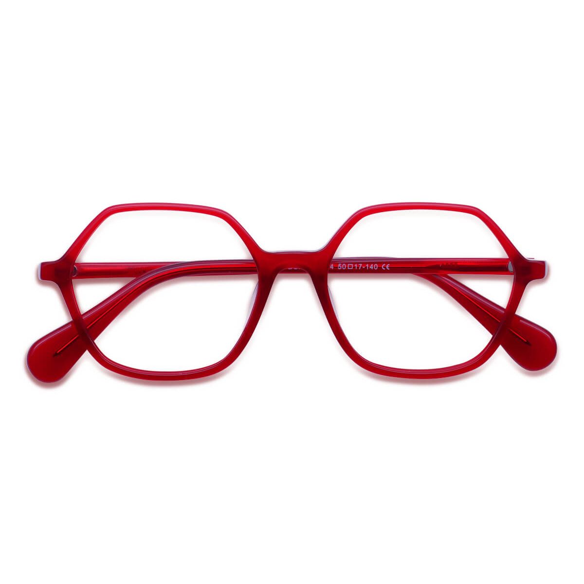 BOA1165 Square Geometric Red Eyeglasses Frames | Leoptique
