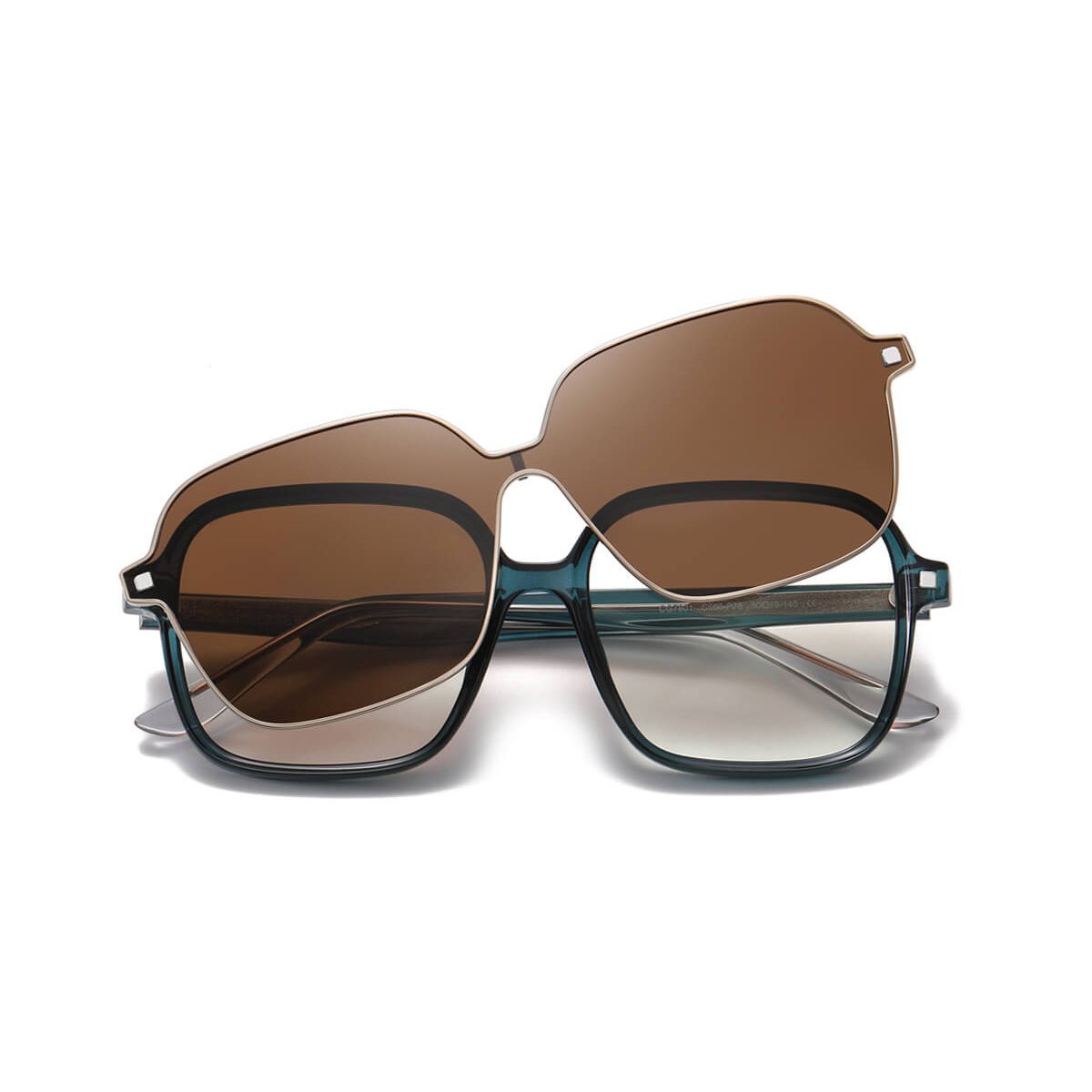 CG7801 CLIP-ON SET Square Green Eyeglasses Frames | Leoptique