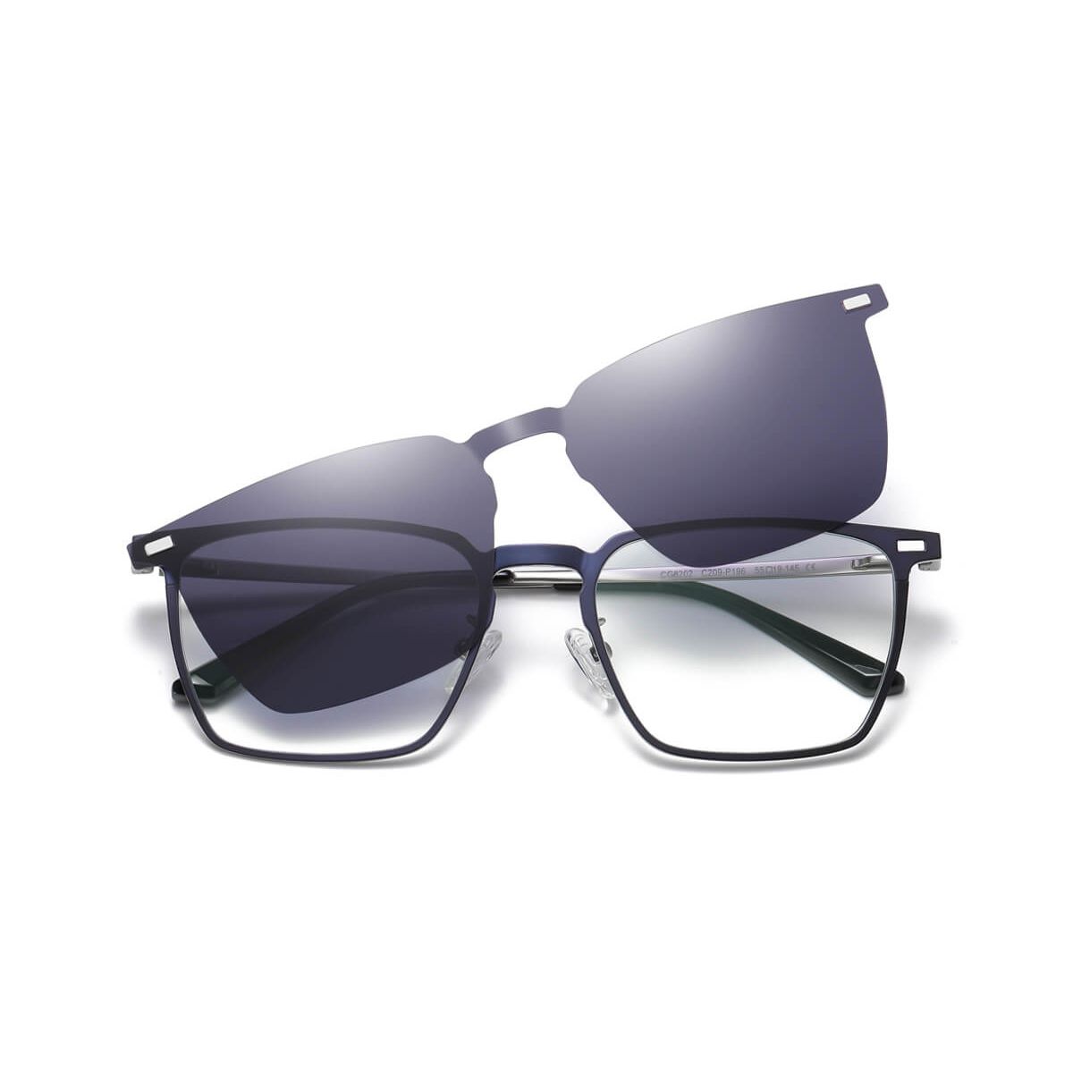 CG8202 CLIP-ON SET Rectangle Wayfarer Black Eyeglasses Frames | Leoptique