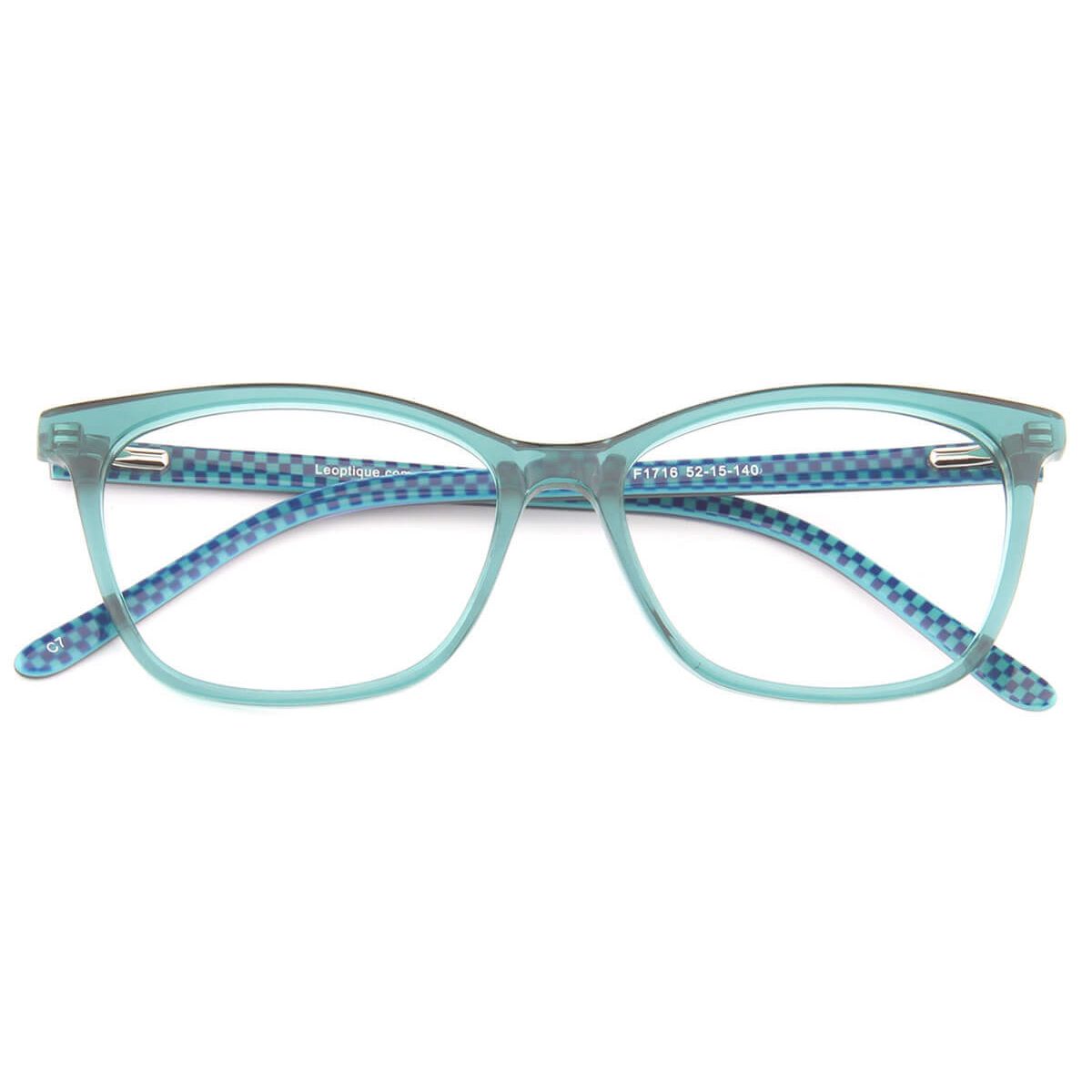 FP1716 Rectangle Cat-eye Wayfarer Blue Eyeglasses Frames | Leoptique