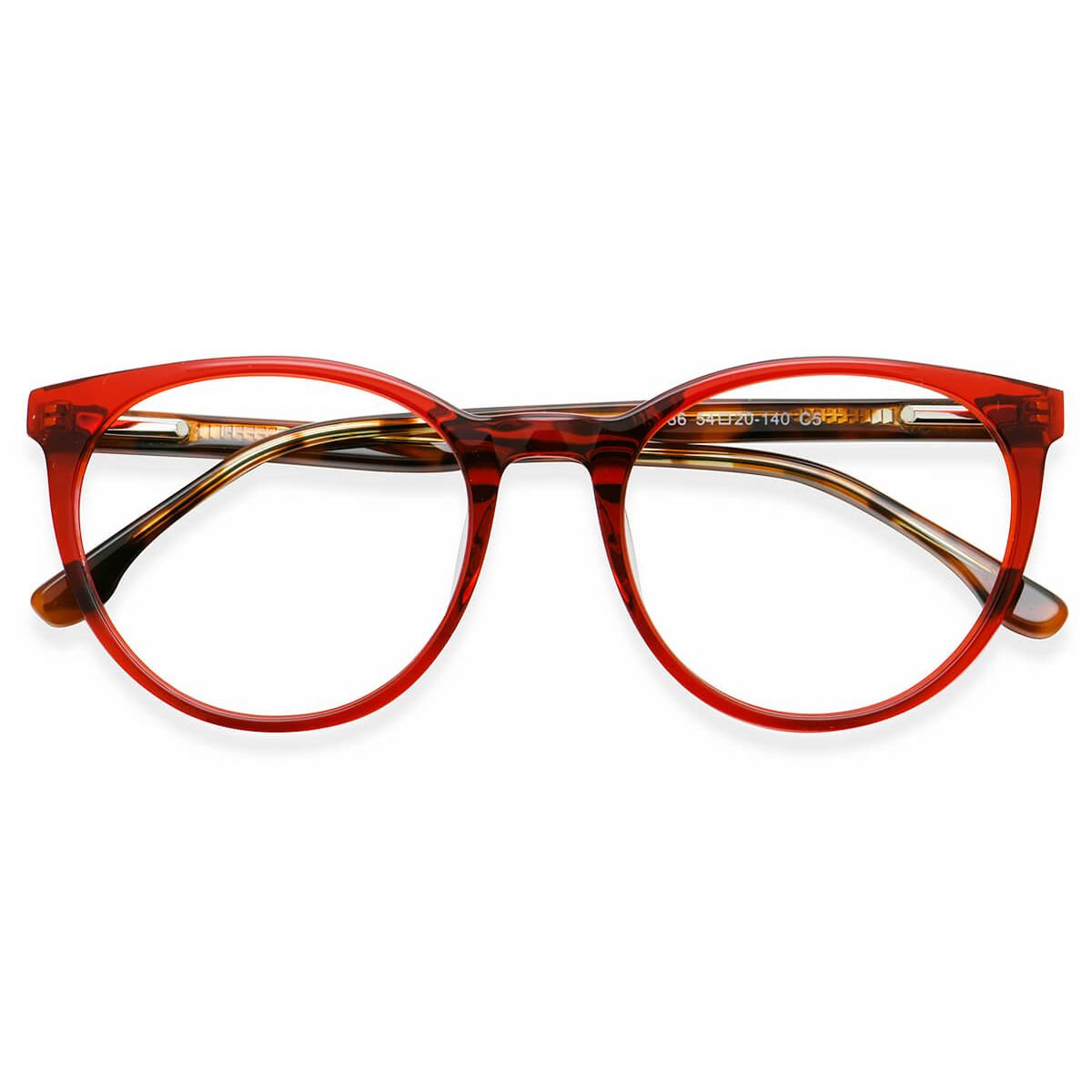 H5086 Round Red Eyeglasses Frames | Leoptique
