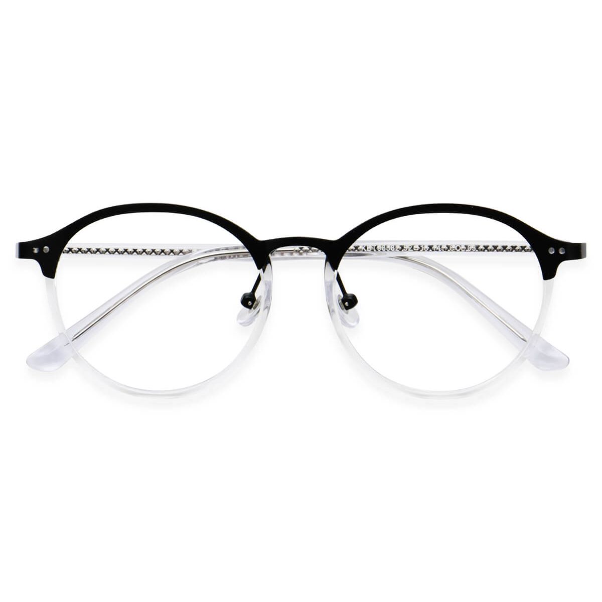 KBT98382 Round Browline Black Eyeglasses Frames | Leoptique