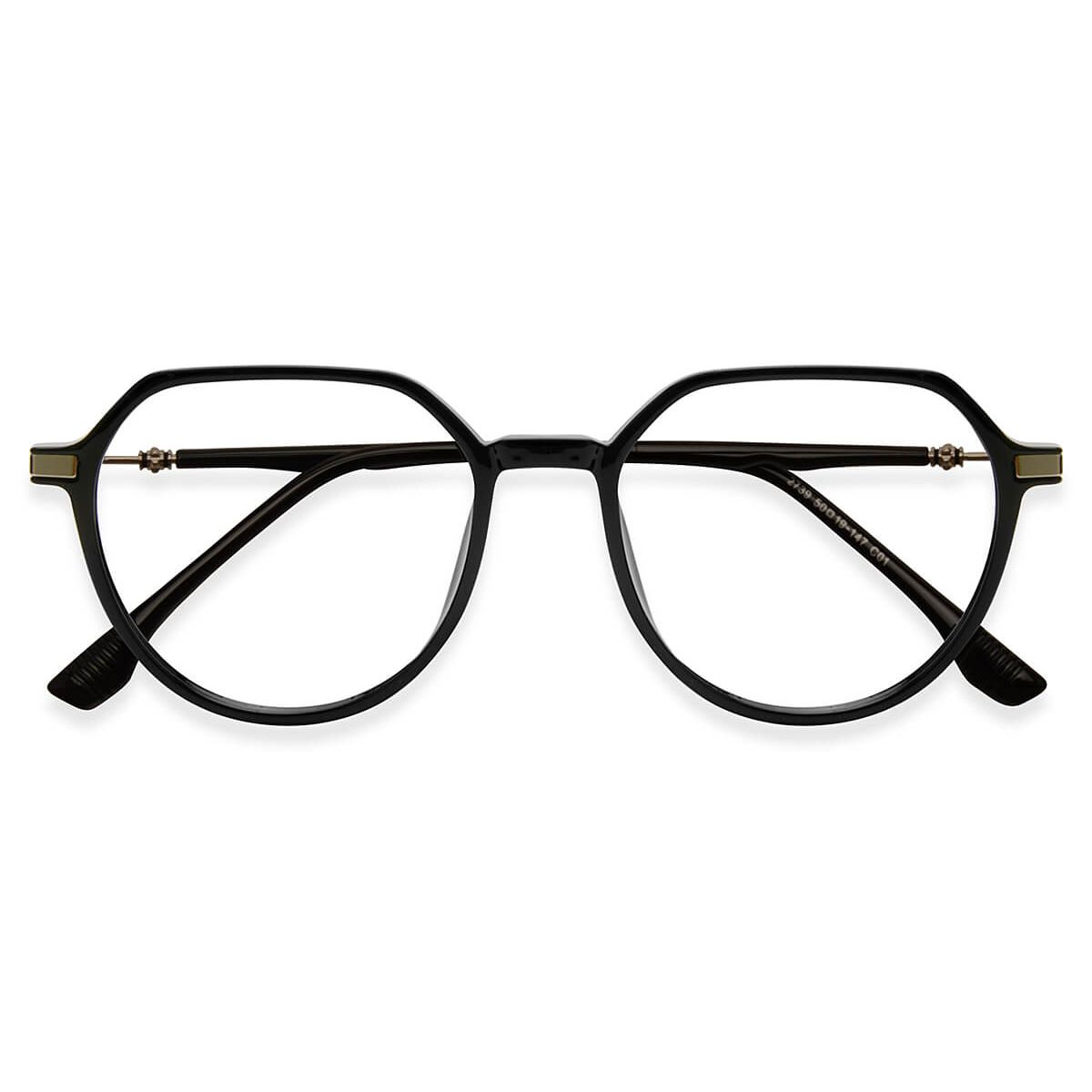 L2739 Round Oval Black Eyeglasses Frames | Leoptique