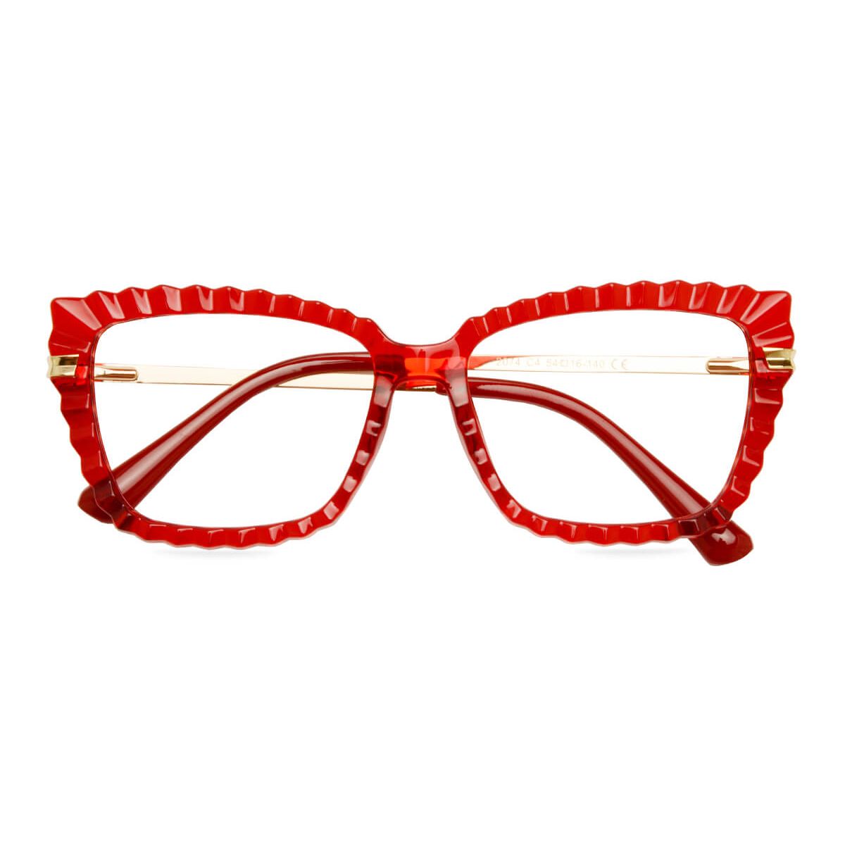P2074 Rectangle Red Eyeglasses Frames | Leoptique