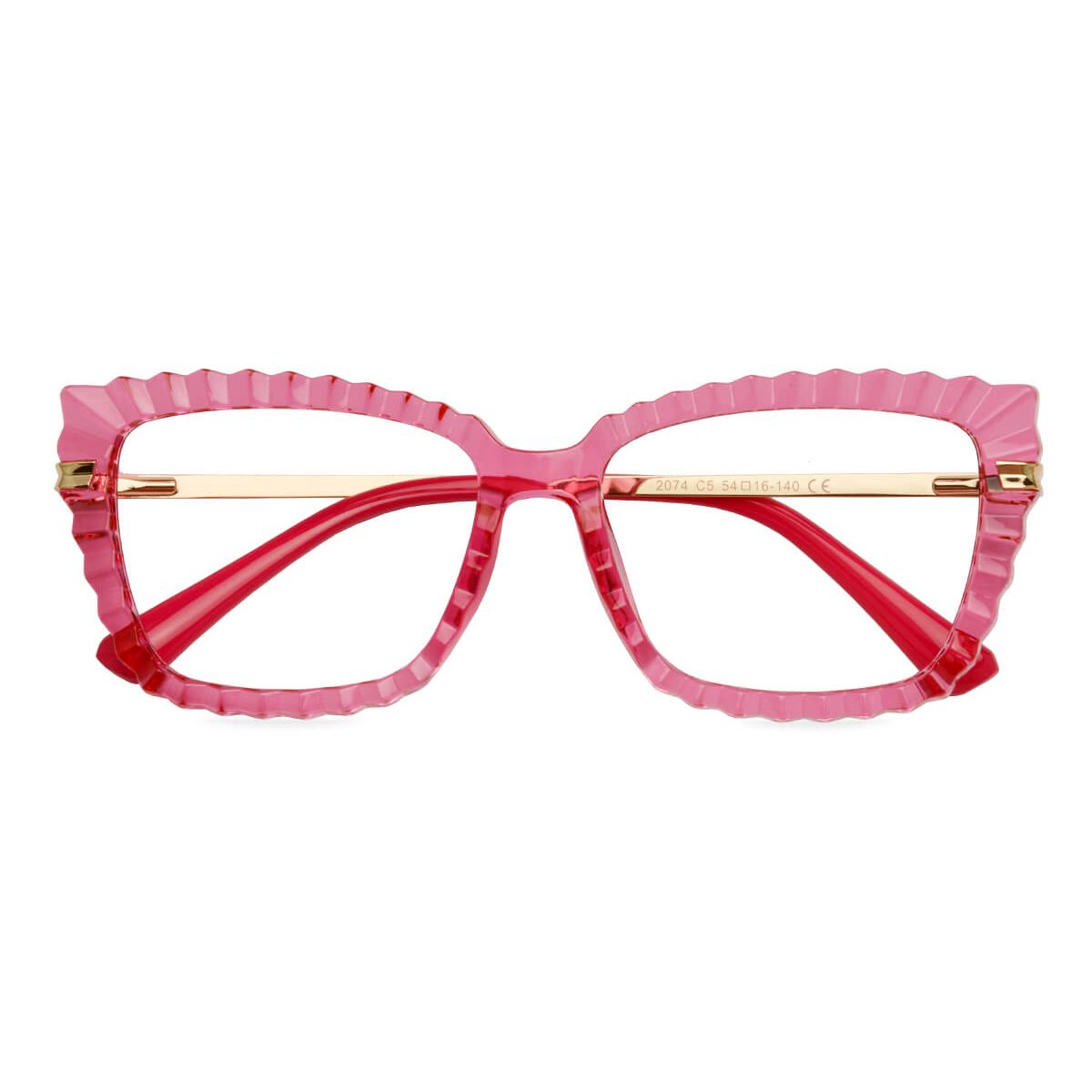 P2074 Rectangle Pink Eyeglasses Frames | Leoptique