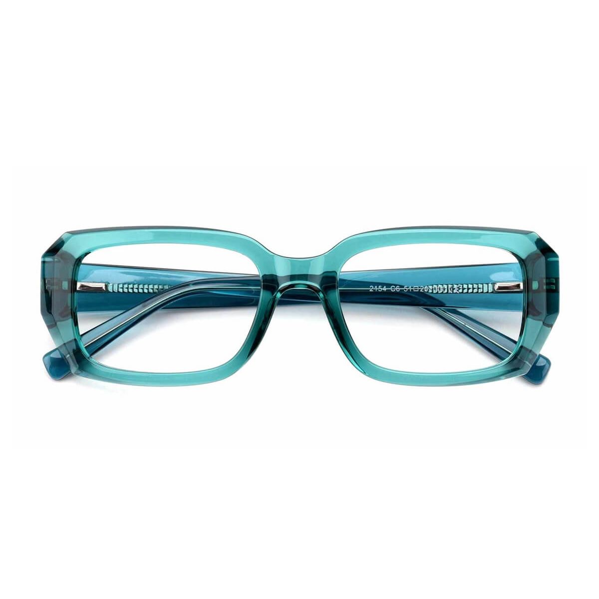 P2154 Rectangle Green Eyeglasses Frames | Leoptique