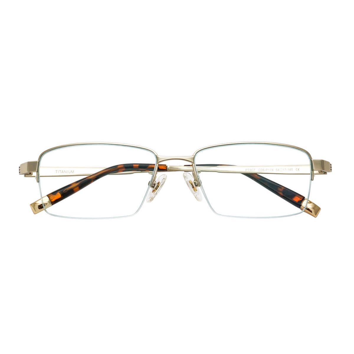 PT907 Oval Rectangle Yellow Eyeglasses Frames | Leoptique