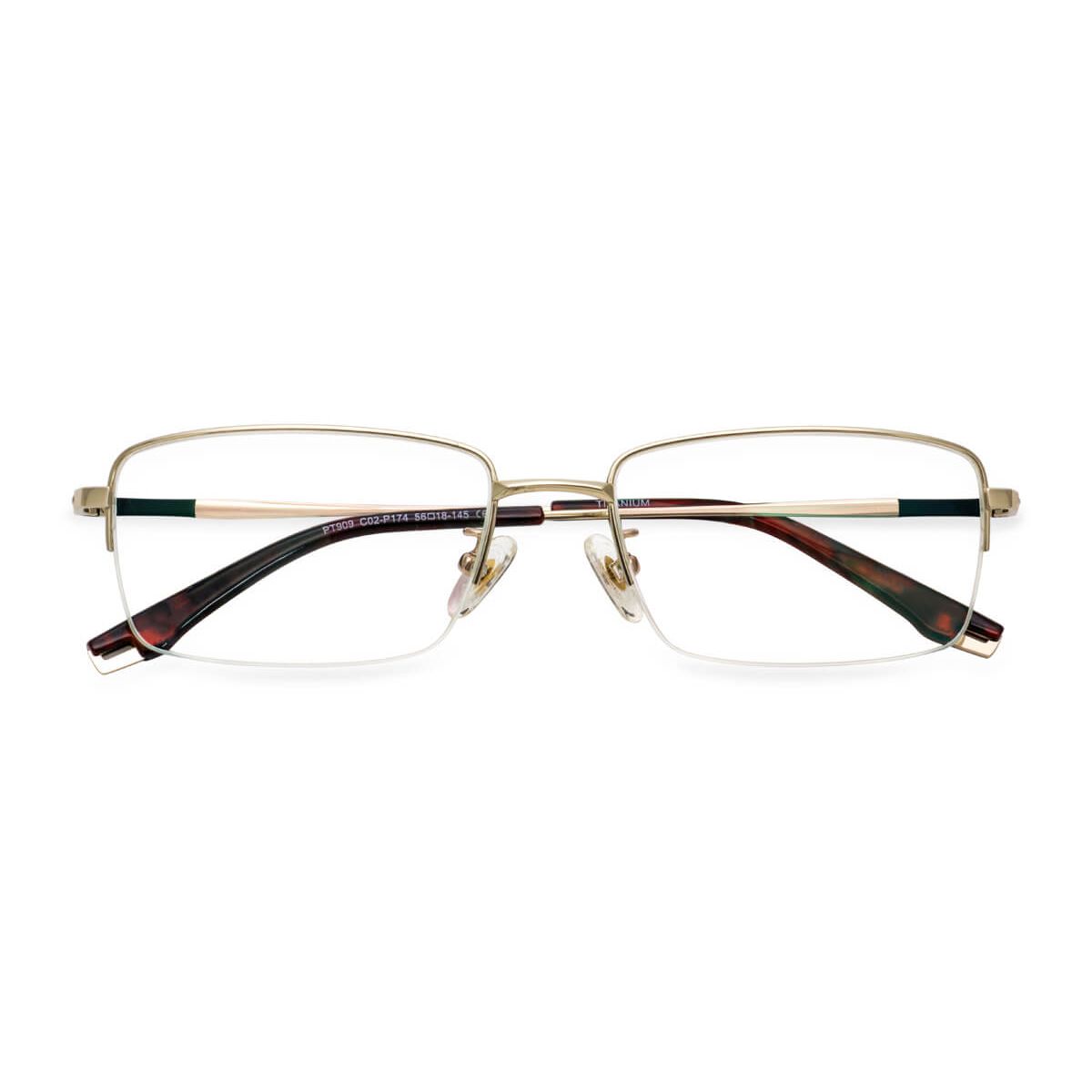 PT909 Oval Rectangle Yellow Eyeglasses Frames | Leoptique