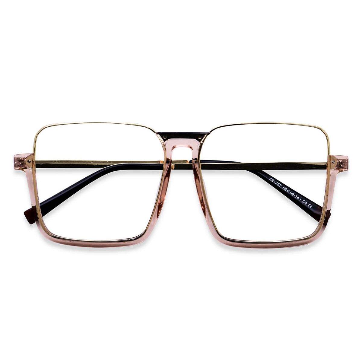 S31352 Square Pink Eyeglasses Frames | Leoptique