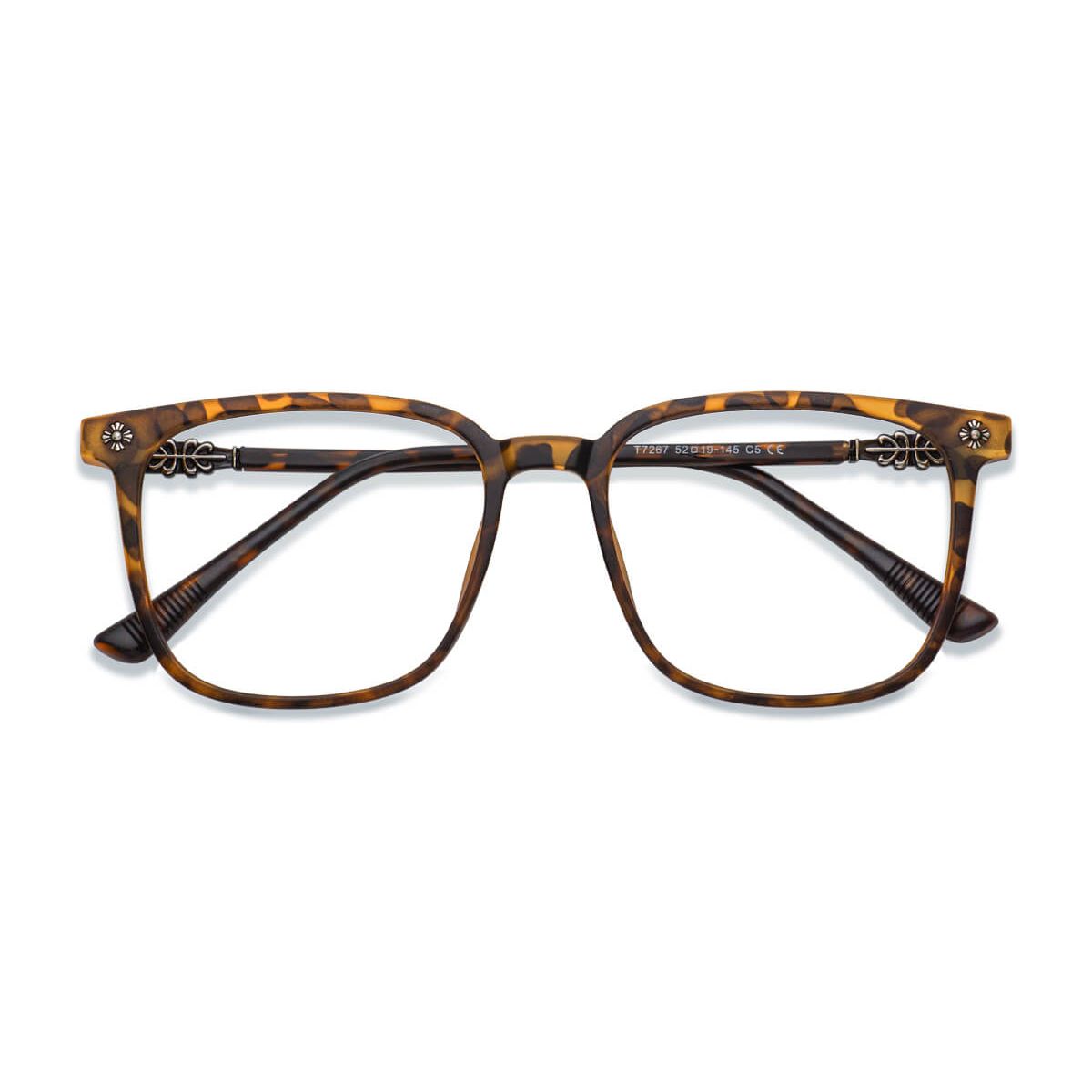 T7267 Rectangle Wayfarer Tortoise Eyeglasses Frames | Leoptique