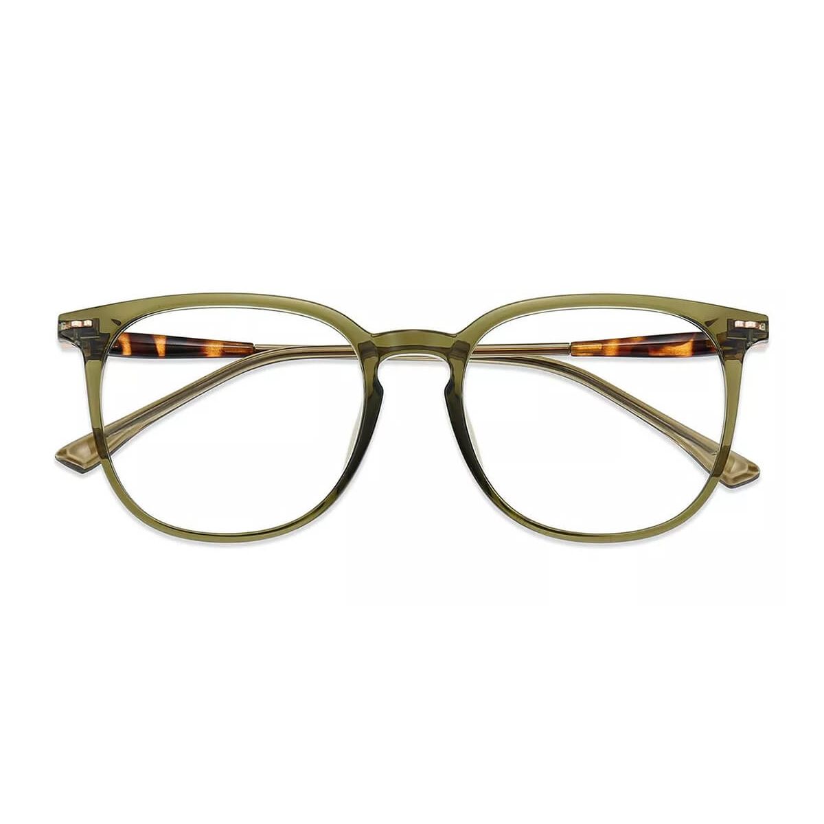 T7277 Round Oval Green Eyeglasses Frames | Leoptique