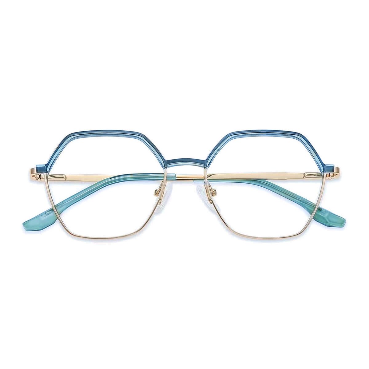 TB3202 Browline Geometric Blue Eyeglasses Frames | Leoptique