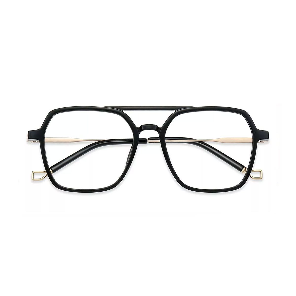 TJ849 Square Aviator Geometric Black Eyeglasses Frames | Leoptique