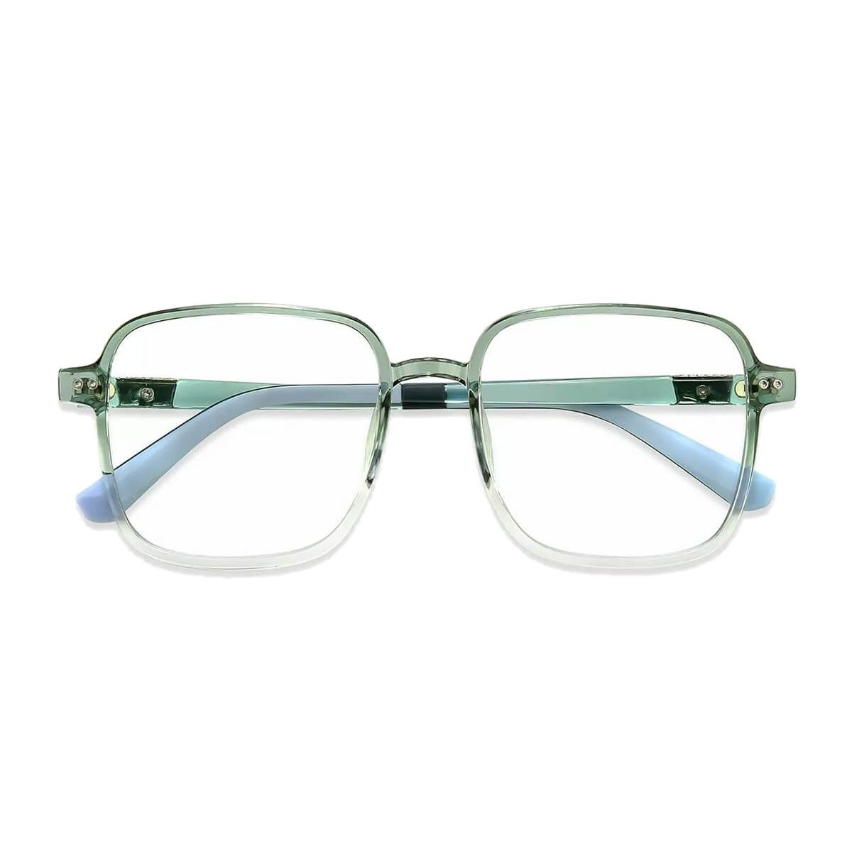 TJ864 Rectangle Square Green Eyeglasses Frames | Leoptique
