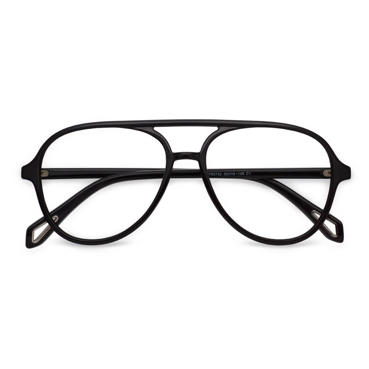 TR0720 Oval Aviator Black Eyeglasses Frames | Leoptique