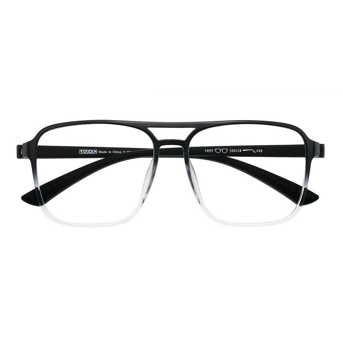 TR1035 Square Aviator Black Eyeglasses Frames | Leoptique