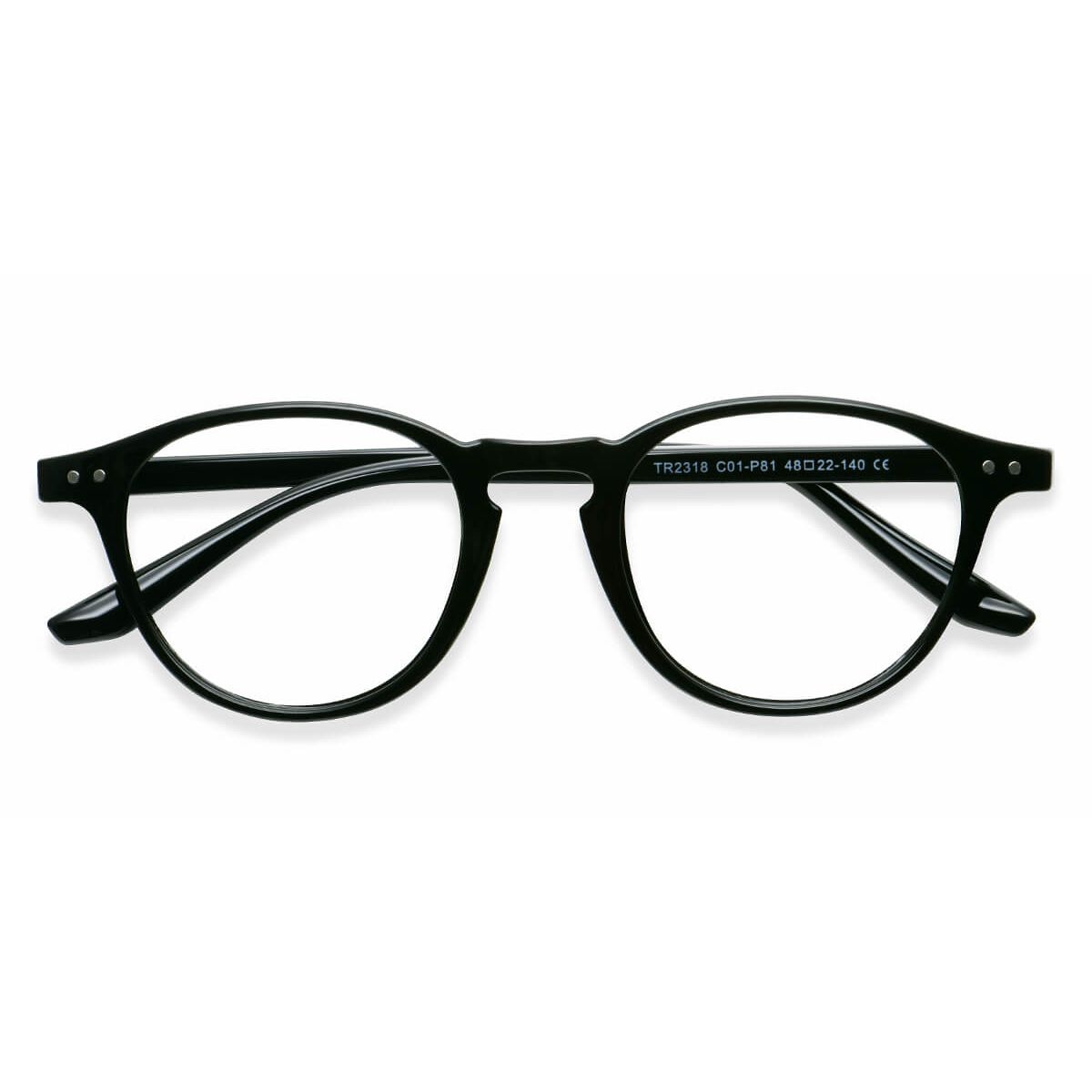 TR2318 Oval Black Eyeglasses Frames | Leoptique