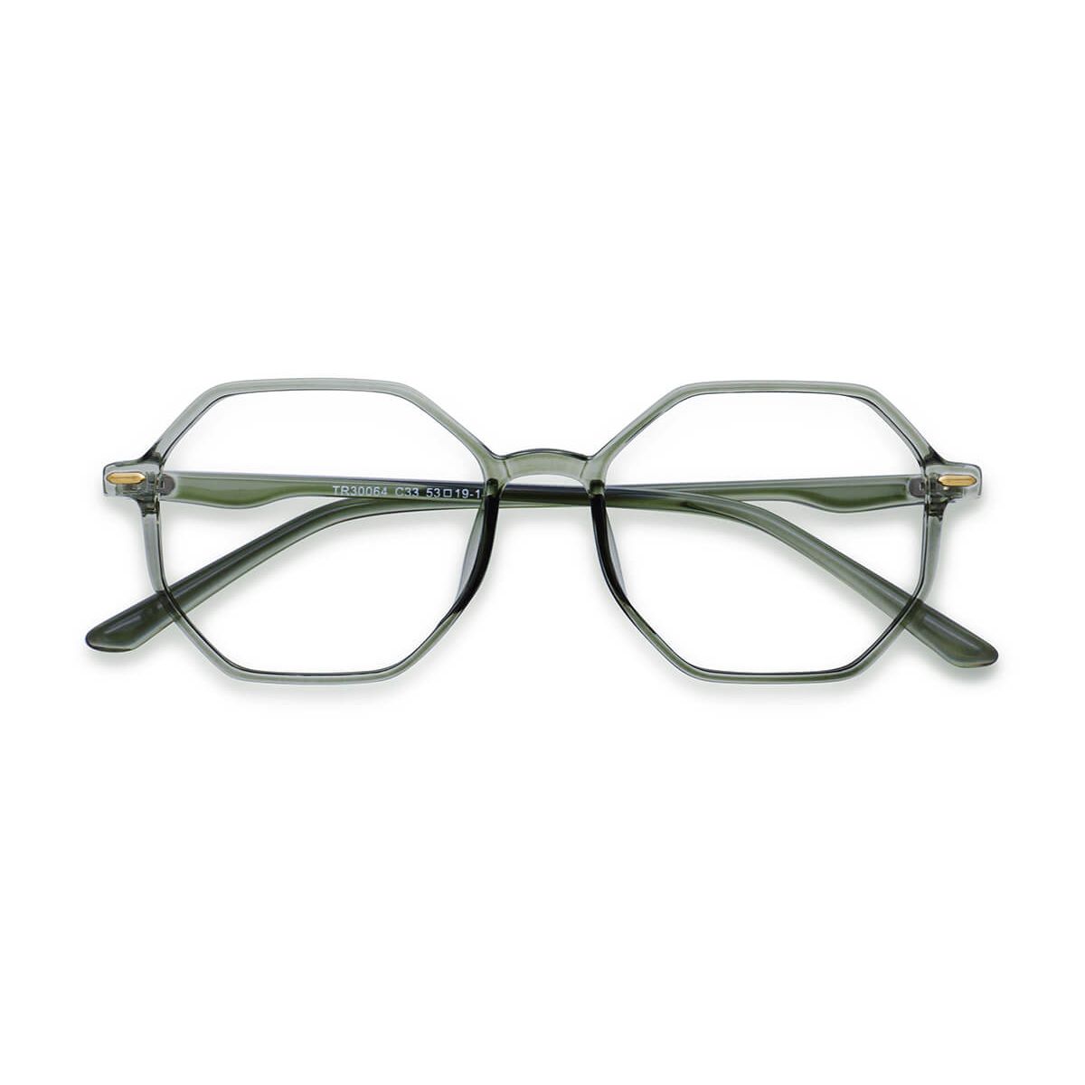 TR30064 Square Geometric Green Eyeglasses Frames | Leoptique