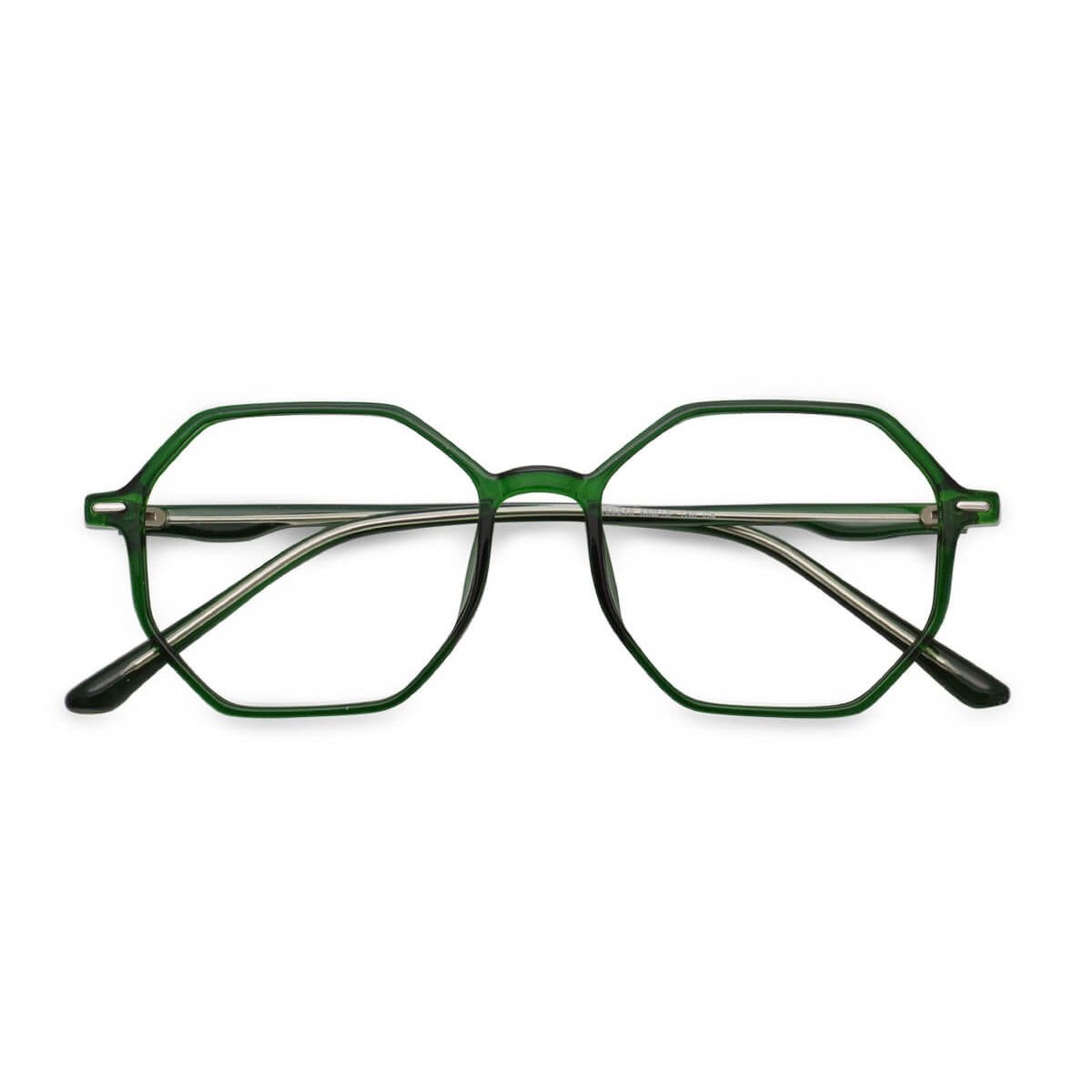 TR60240 Square Geometric Green Eyeglasses Frames | Leoptique