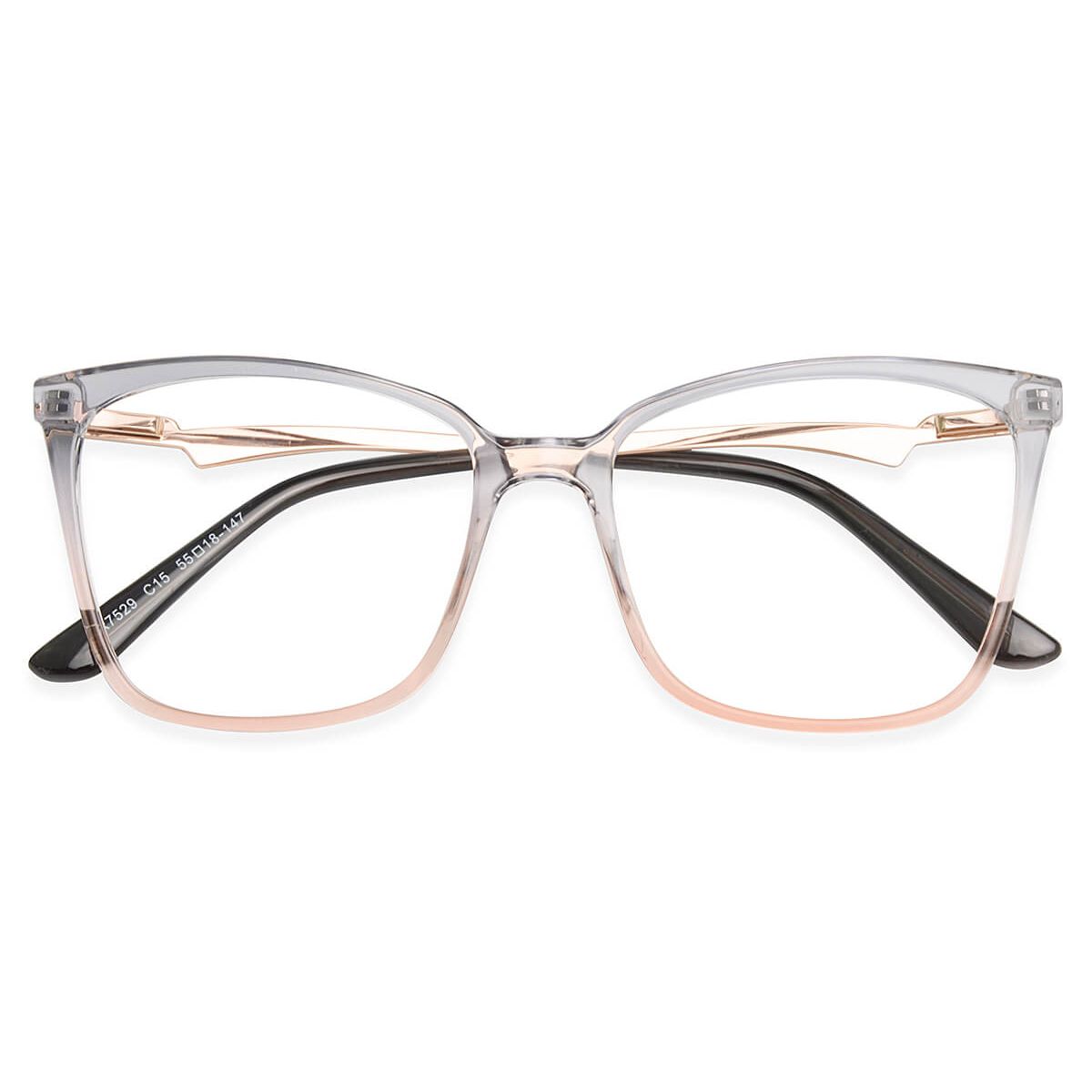 TR7529 Rectangle Gray Eyeglasses Frames | Leoptique